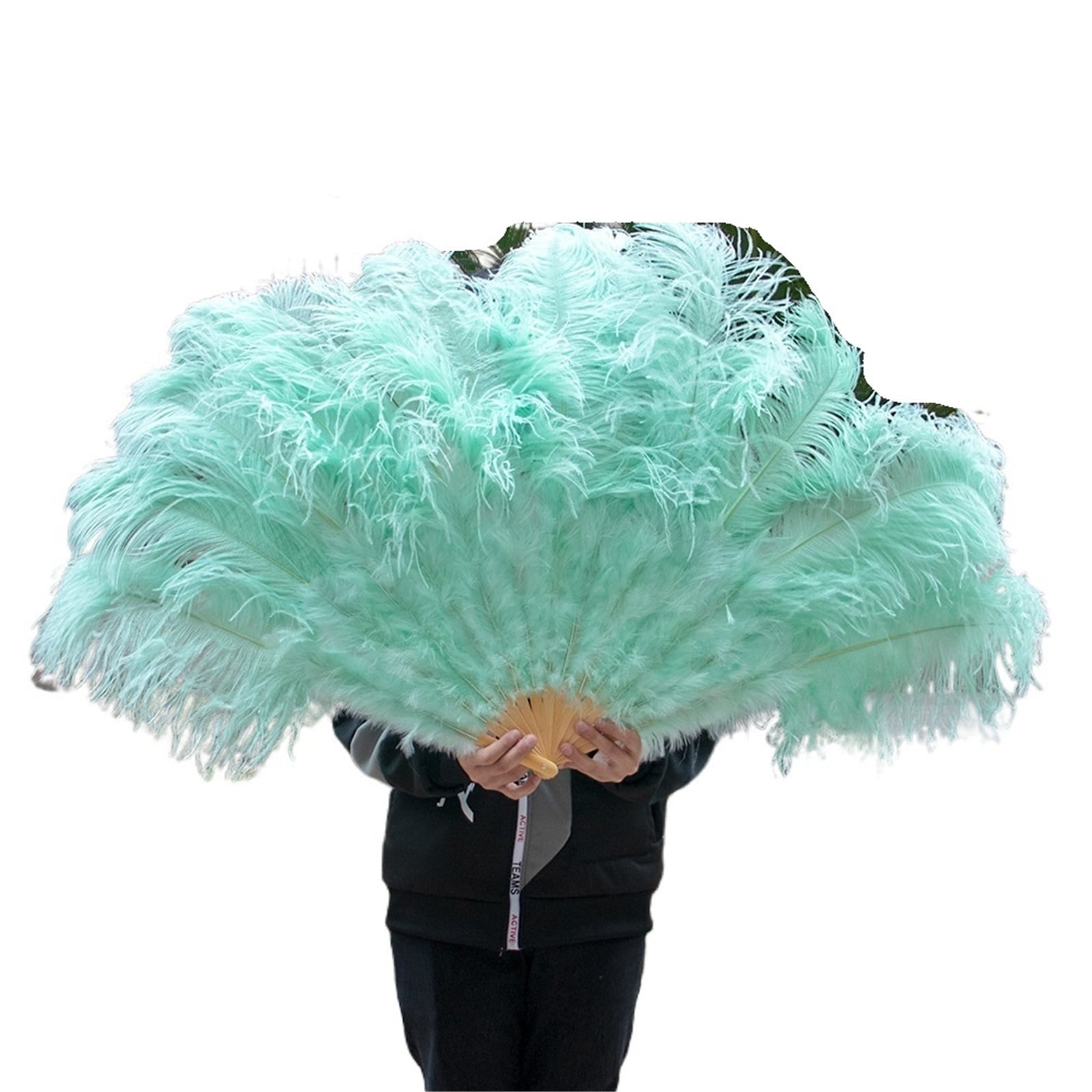 2 Size Retro Large Ostrich Feather Fan Red Dance Fans Party Wedding ...