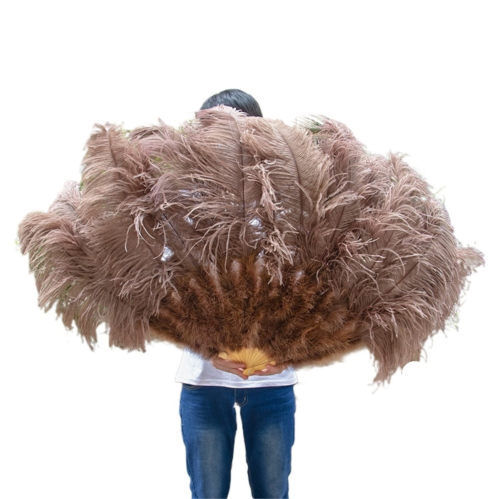 2 Size Retro Large Ostrich Feather Fan Red Dance Fans Party Wedding ...