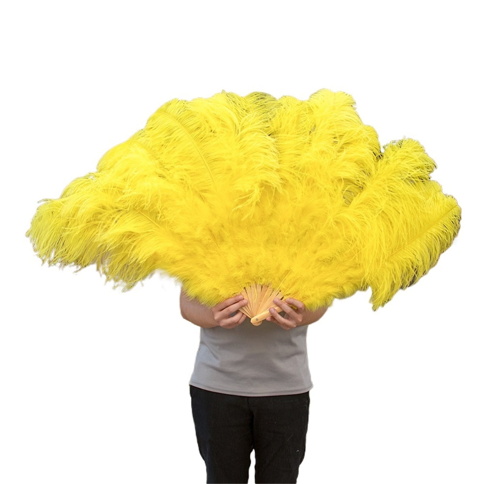 2 Size Retro Large Ostrich Feather Fan Red Dance Fans Party Wedding ...