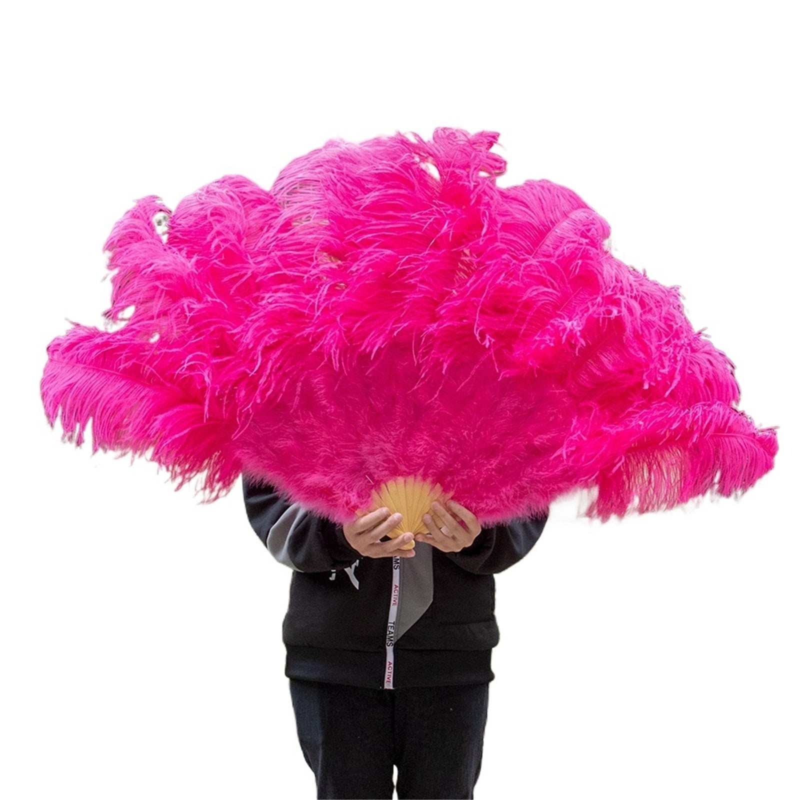 2 Size Retro Large Ostrich Feather Fan Red Dance Fans Party Wedding ...