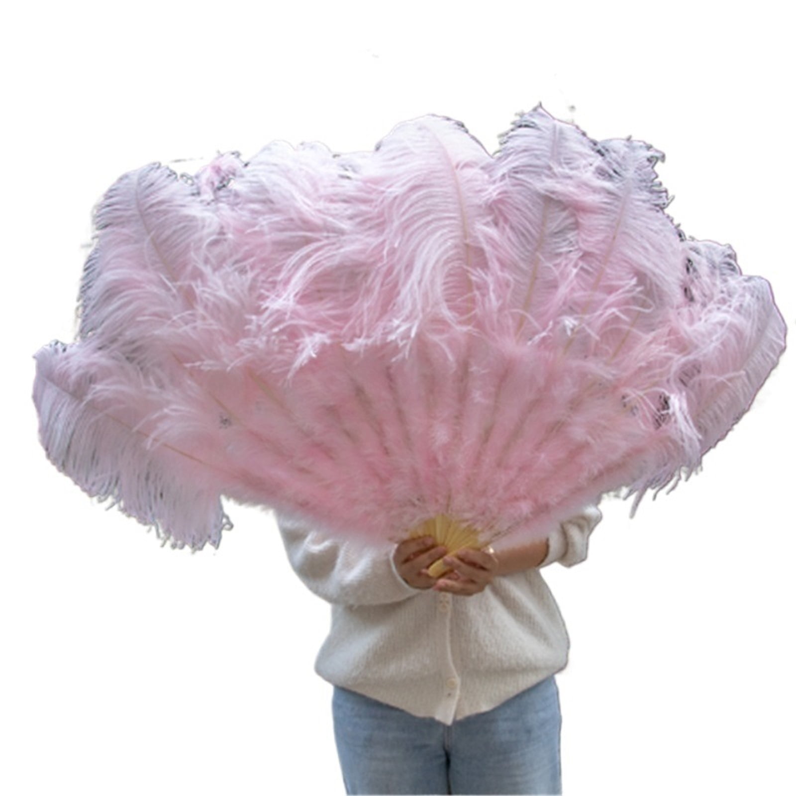 2 Size Retro Large Ostrich Feather Fan Red Dance Fans Party Wedding ...