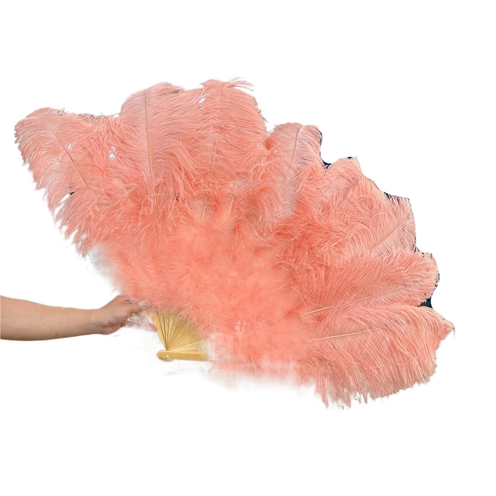 2 Size Retro Large Ostrich Feather Fan Red Dance Fans Party Wedding ...
