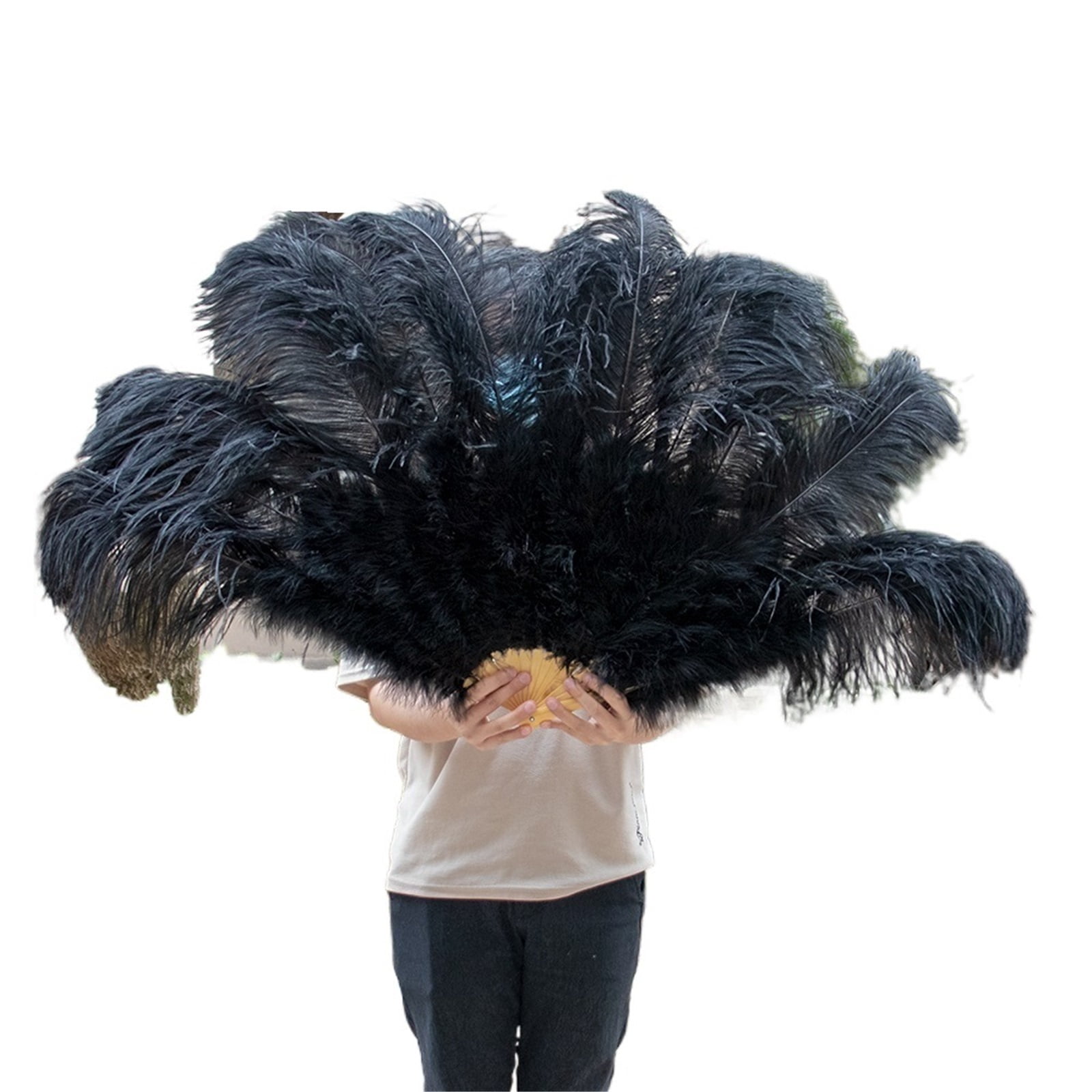 2 Size Retro Large Ostrich Feather Fan Red Dance Fans Party Wedding ...