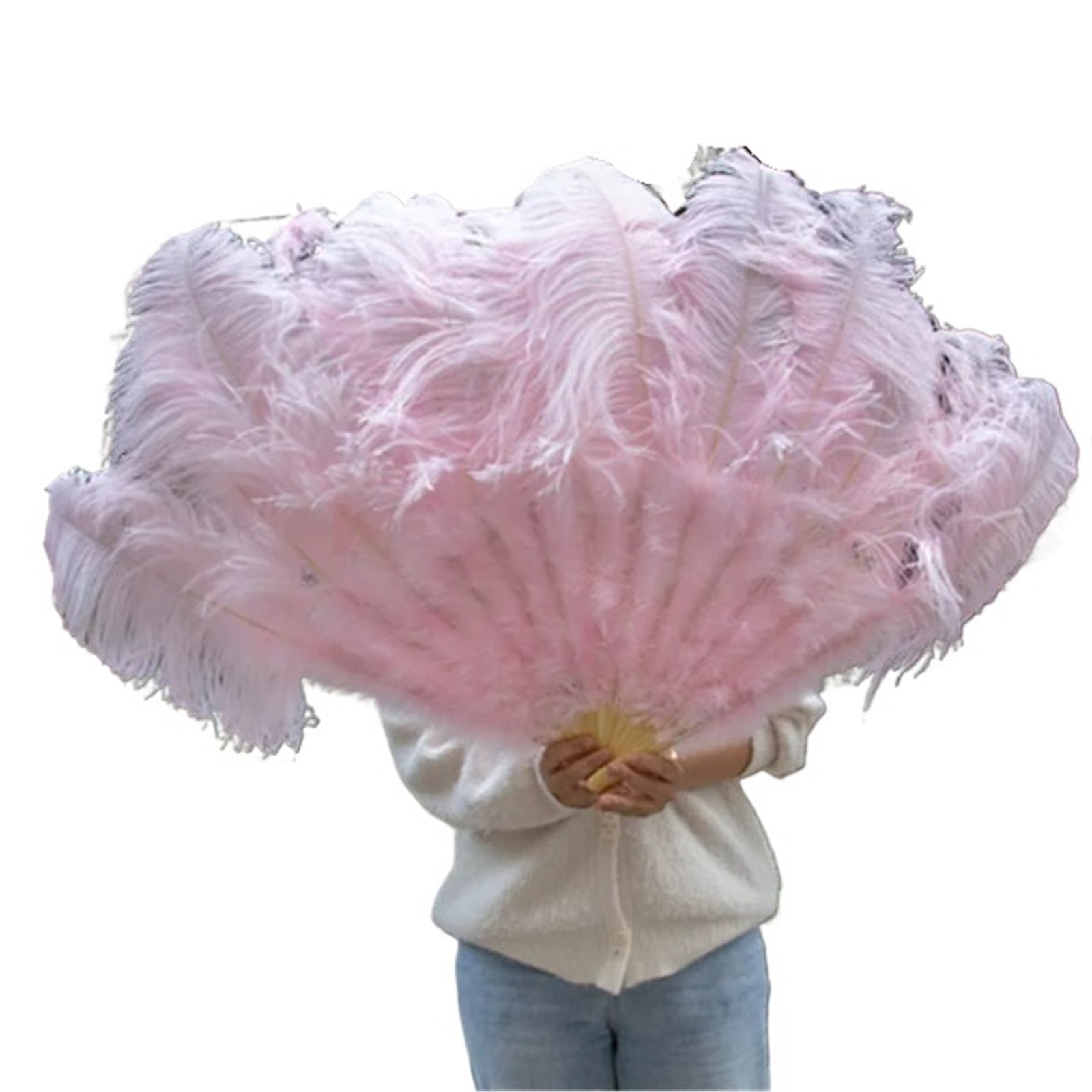 2 Size Retro Large Ostrich Feather Fan Red Dance Fans Party Wedding ...