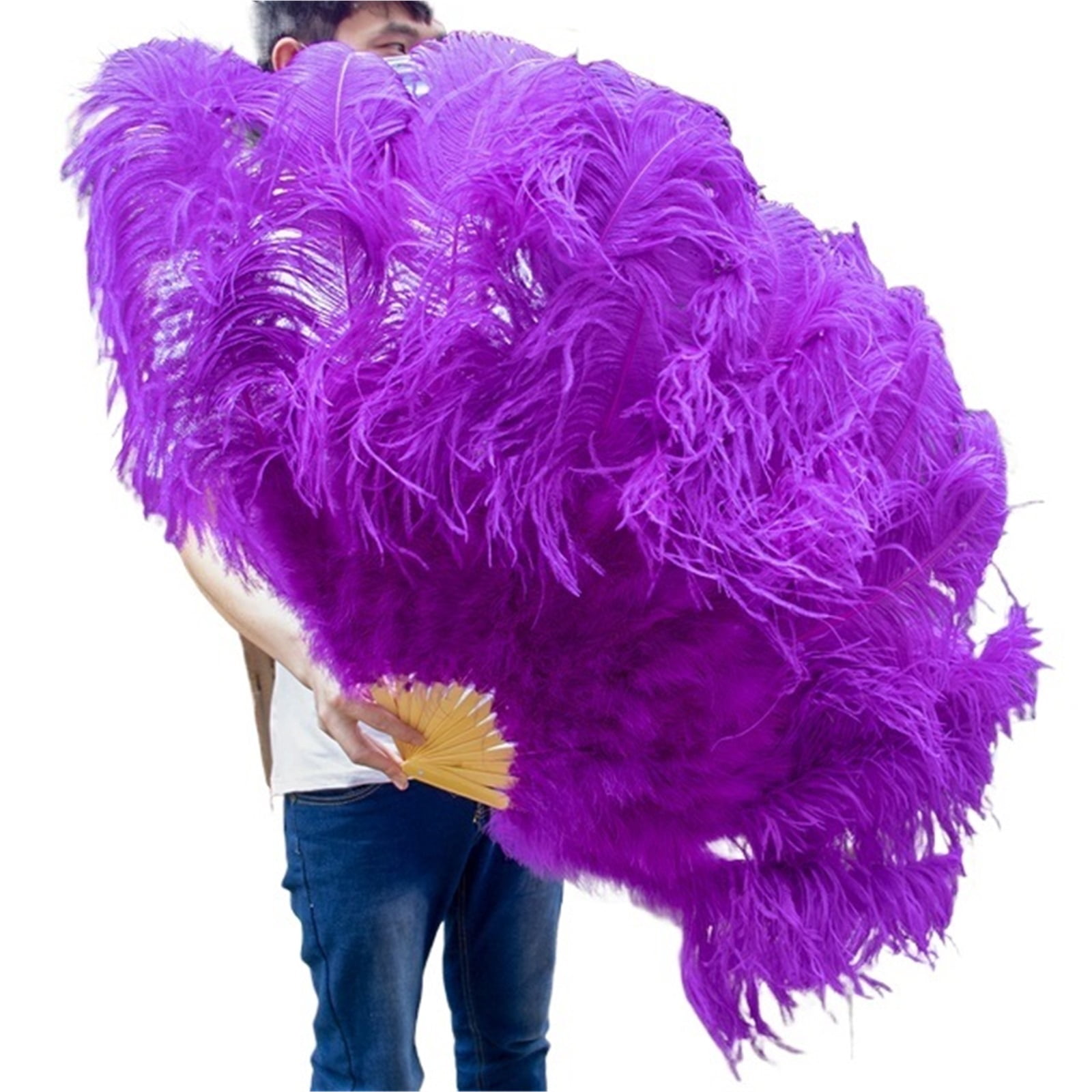 2 Size Retro Large Ostrich Feather Fan Red Dance Fans Party Wedding ...