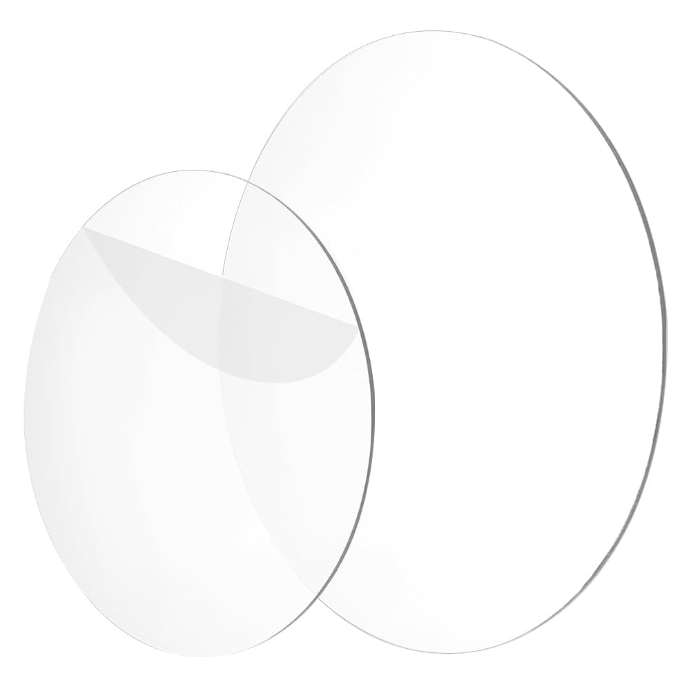 2 Sizes 1/8"(3mm) Round Clear Acrylic Sheets 6 & 8 Inch Diameter ...