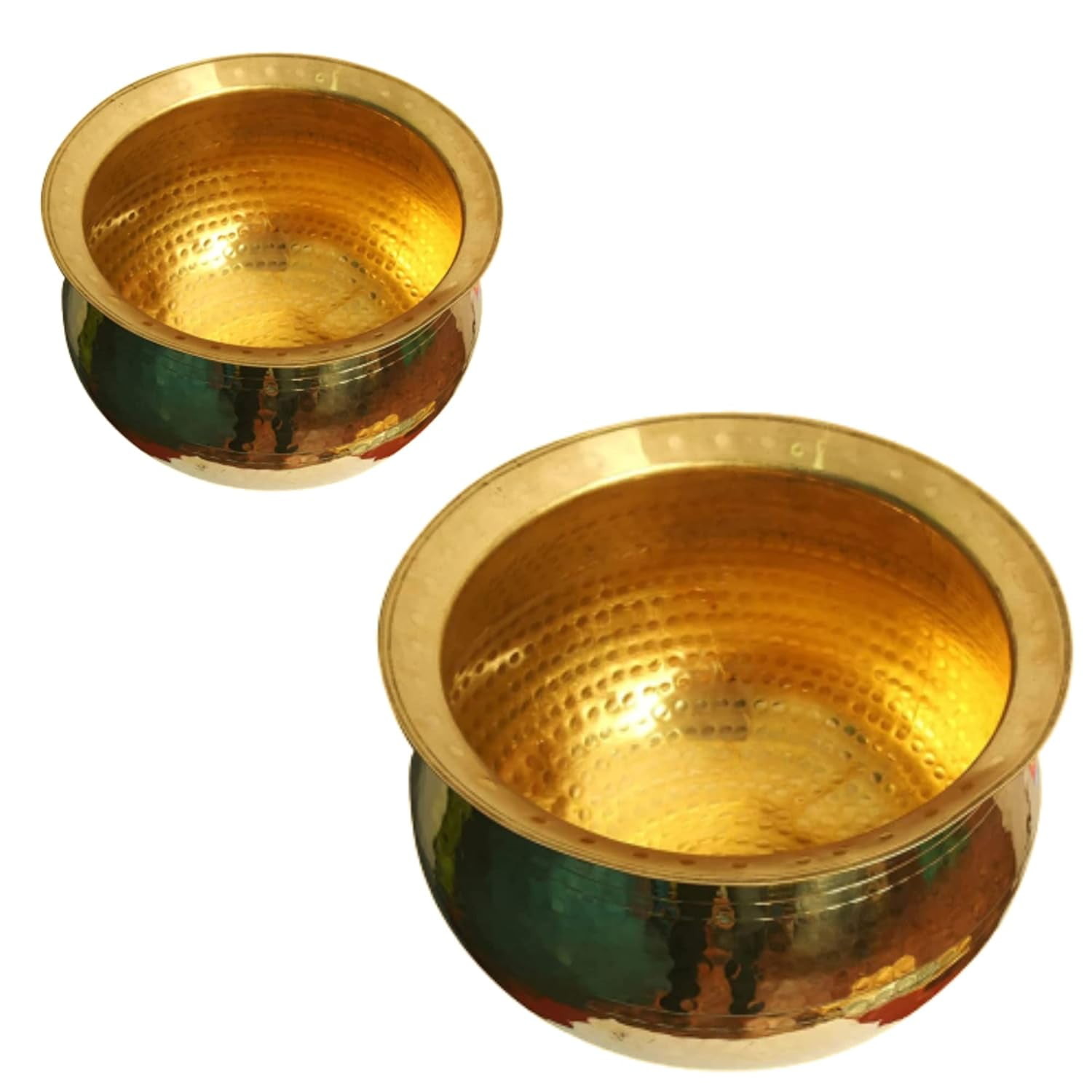 2 Sizes Golden Brass Handi For Cooking Food - Capacity 10 Liters & 4 ...