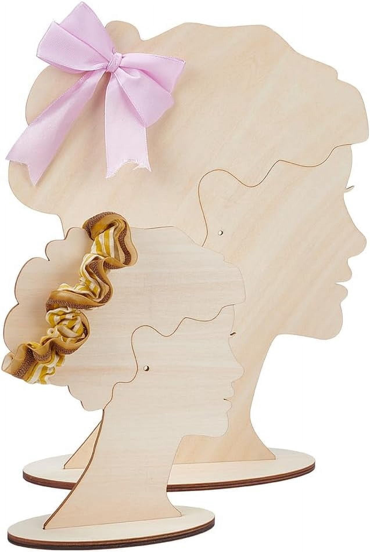 2 Sizes Hair Bun Girl Wooden Head Child Silhouette Stands Hair Bow ...