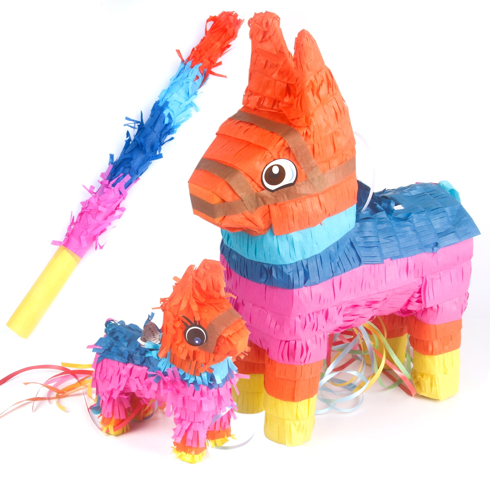 2 Sizes Mexican Donkey Pinatas with Hanging Loop (13 x17 in)- Colorful ...