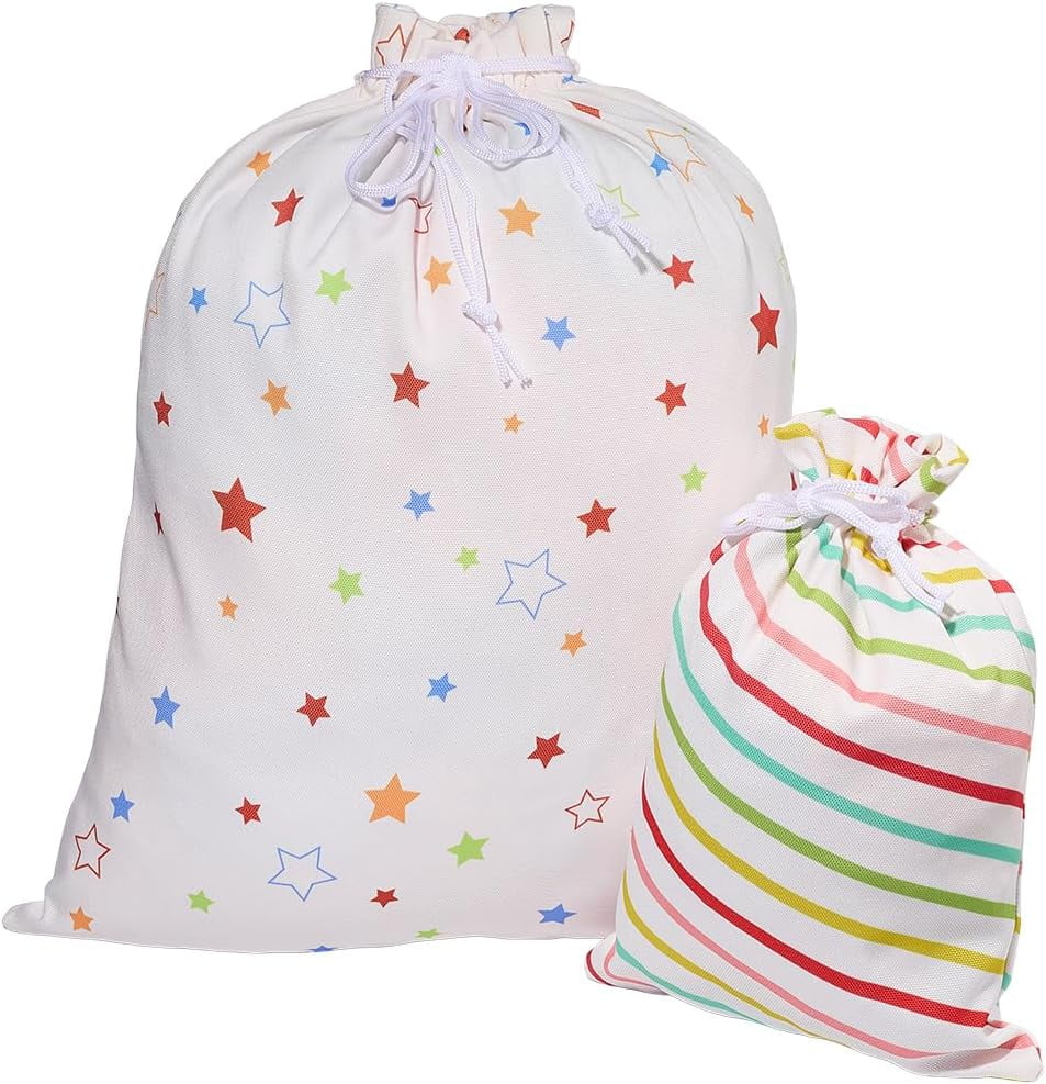 2 Sizes Star Gift Bag with Drawstring Large Reusable Stars Stripe ...