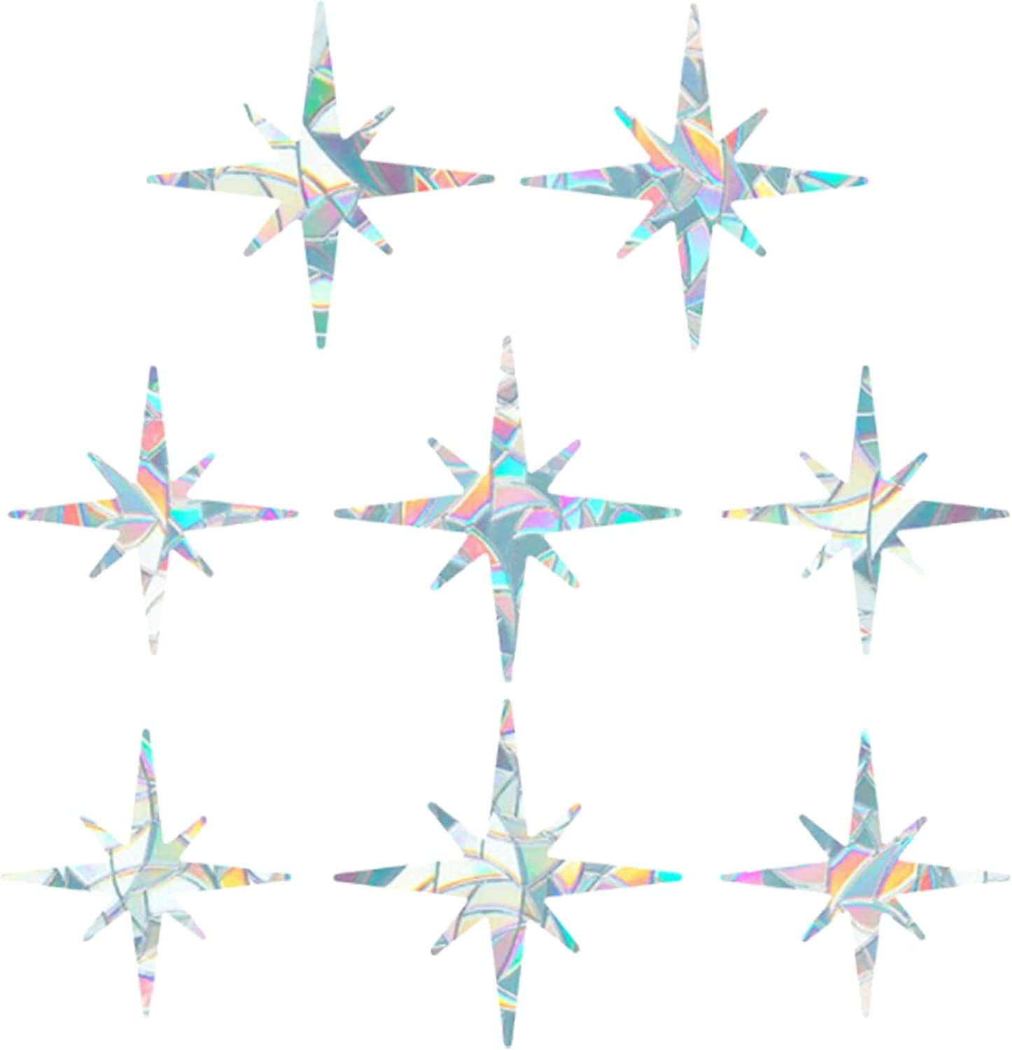 2 Sizes Star Window Clings Glass Decals 3D Sun Catcher Stickers Non ...