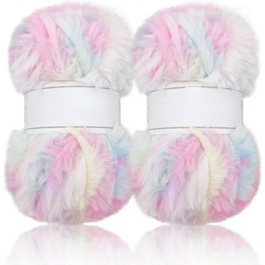 NICEEC 2 Skeins Super Soft Fur Yarn Chunky Fluffy Faux Fur Yarn Eyelash ...