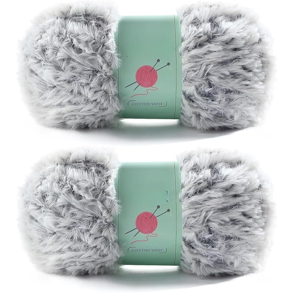 2 Skeins Faux Fur Yarn Soft Fluffy for Crocheting - Chunky Fuzzy Yarn ...