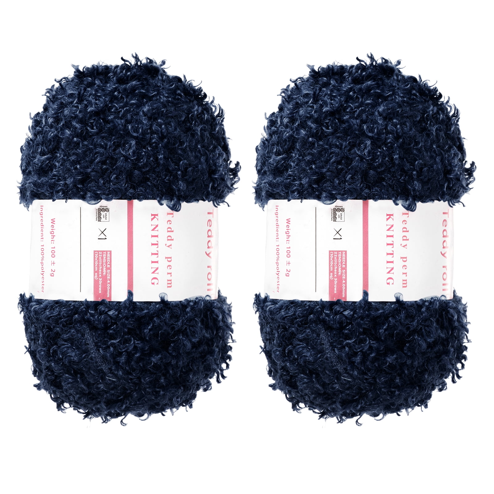 2 Skeins Fur Yarn Soft Fluffy Chunky Yarn Fuzzy Eyelash Yarn Navy Blue ...