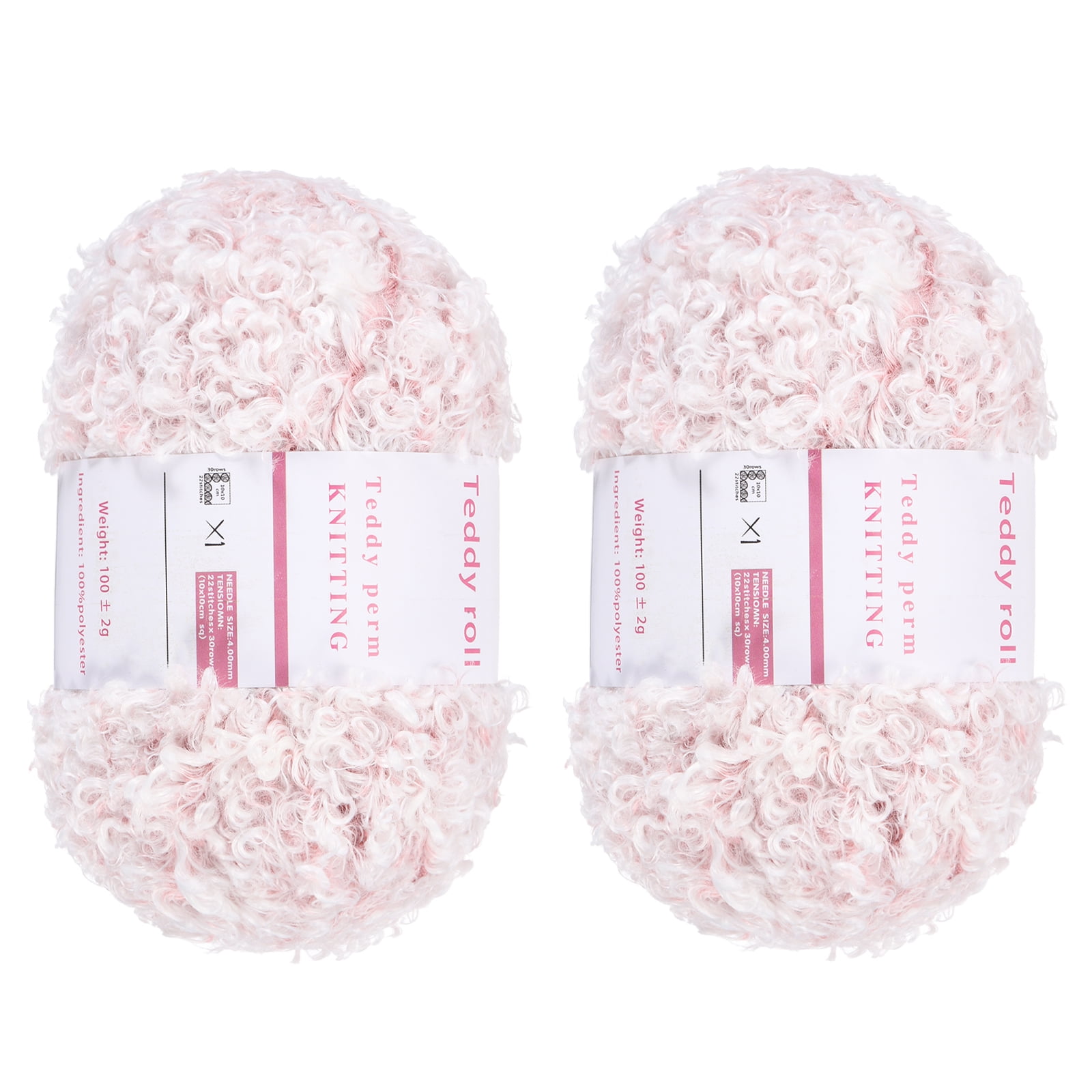 2 Skeins Fur Yarn Soft Fluffy Chunky Yarn Fuzzy Eyelash Yarn Pale Pink ...