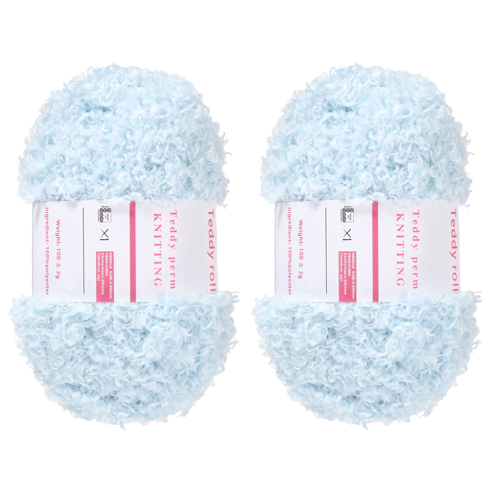 2 Skeins Fur Yarn Soft Fluffy Chunky Yarn Fuzzy Eyelash Yarn Sky Blue ...