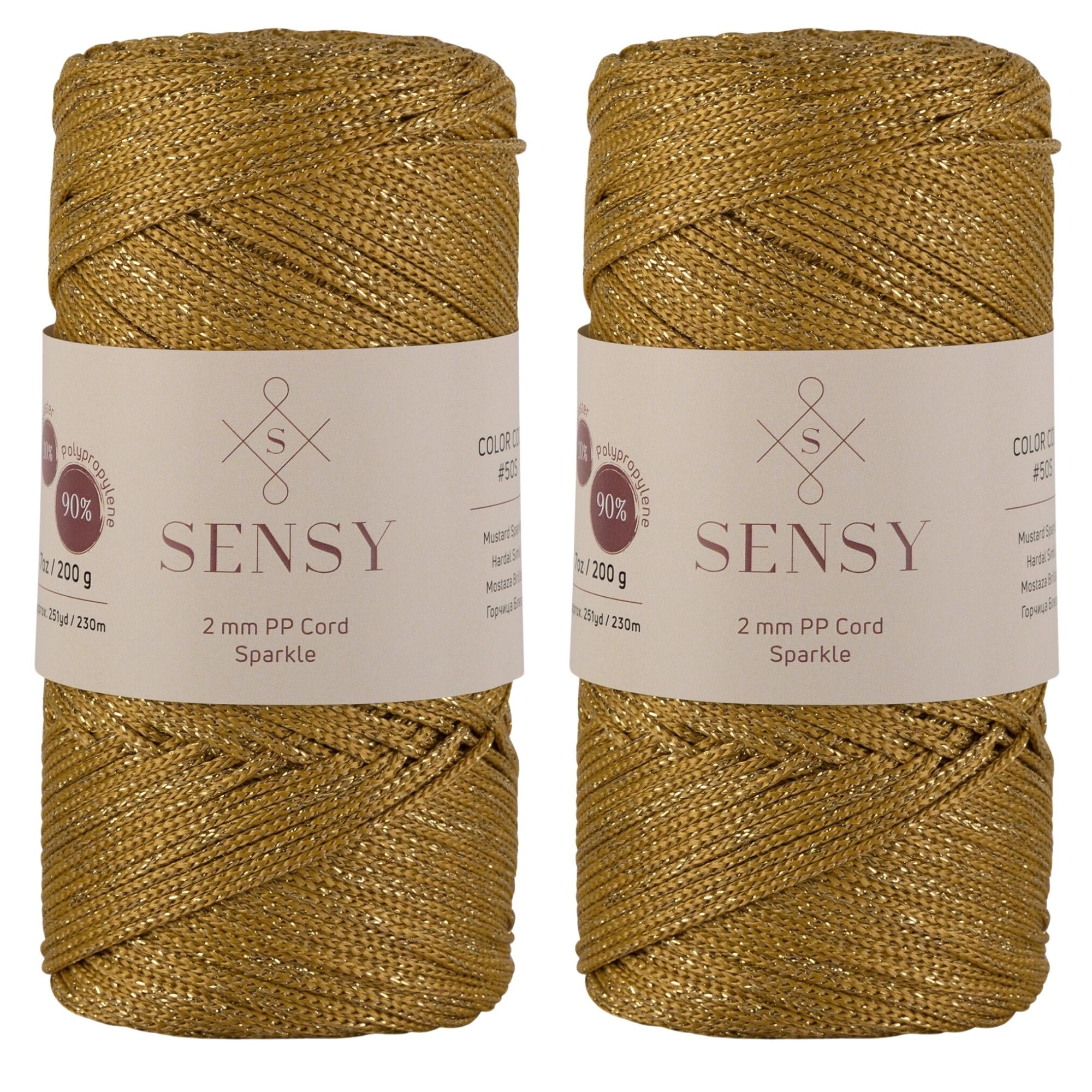2 Skeins of Sensy Premium 2mm 251 Yards Sparkle Polyester Rope 90% ...