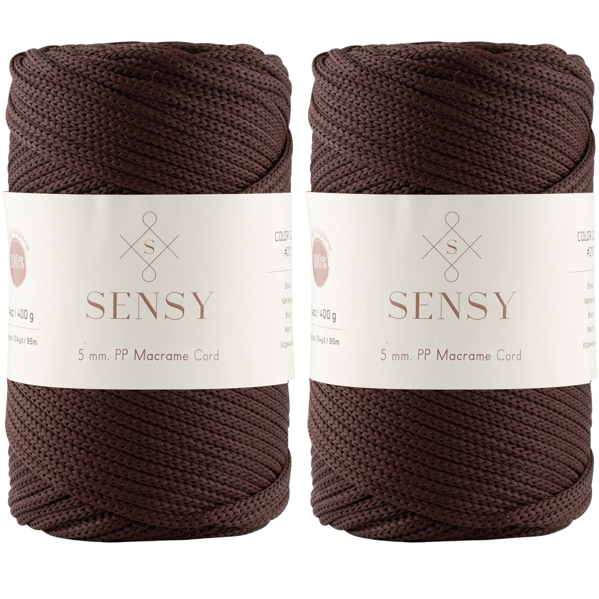 2 Skeins of Sensy Premium 5mm 104 Yards Polyester Rope 100% ...