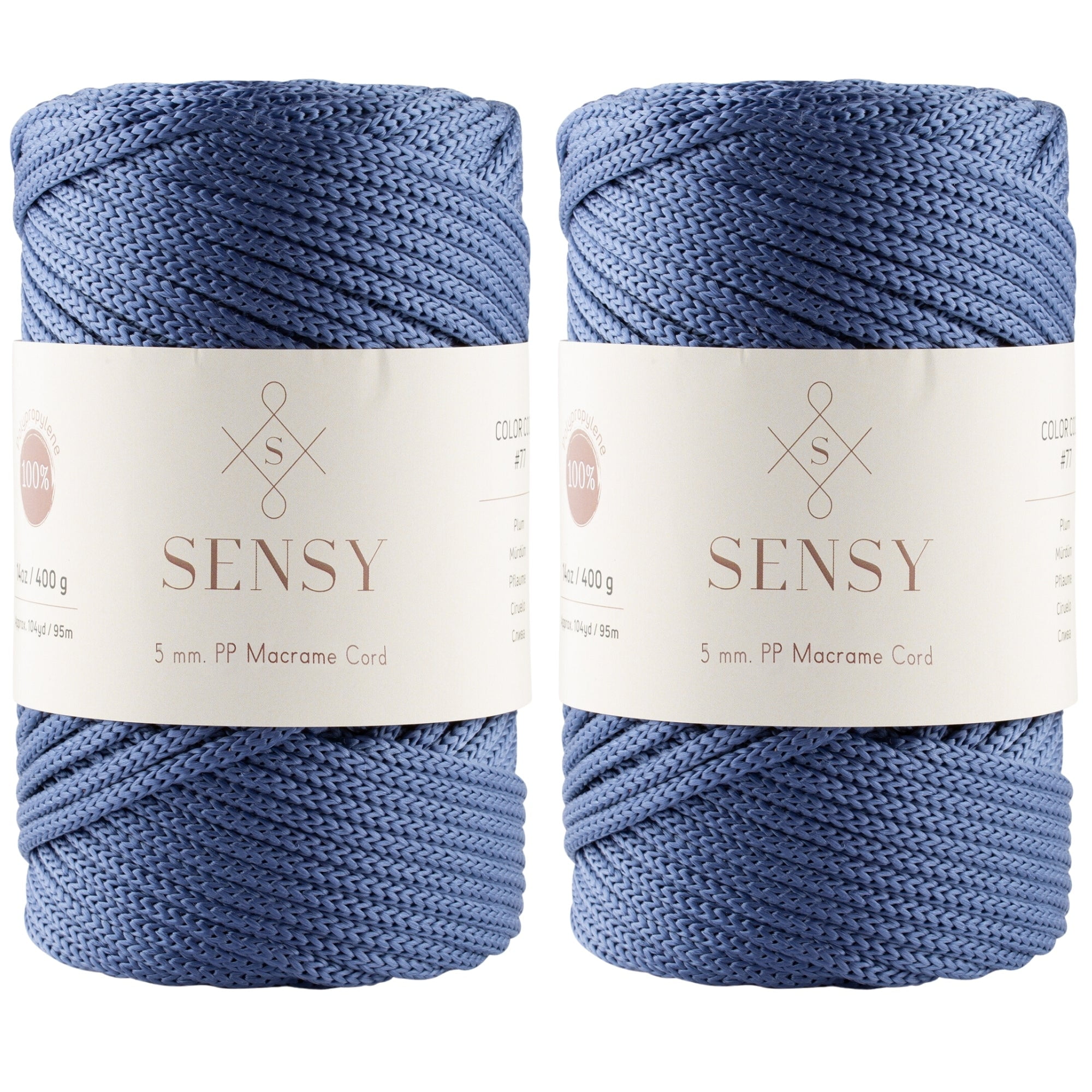 2 Skeins of Sensy Premium 5mm 104 Yards Polyester Rope 100% ...