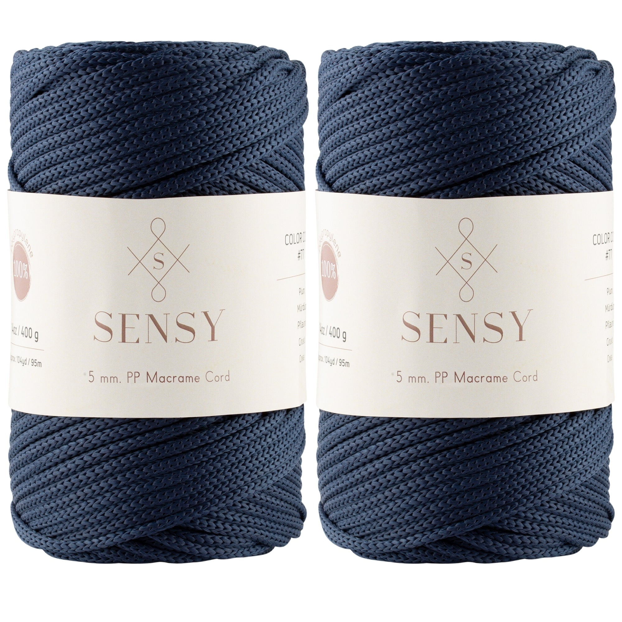 2 Skeins of Sensy Premium 5mm 104 Yards Polyester Rope 100% ...