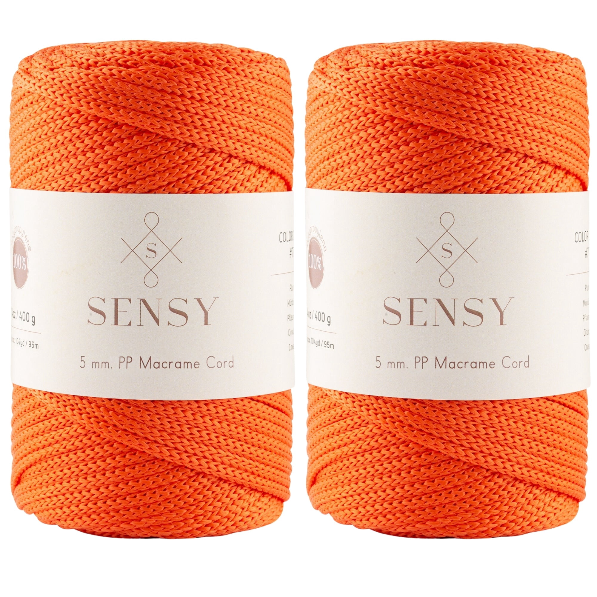 2 Skeins of Sensy Premium 5mm 104 Yards Polyester Rope 100% ...