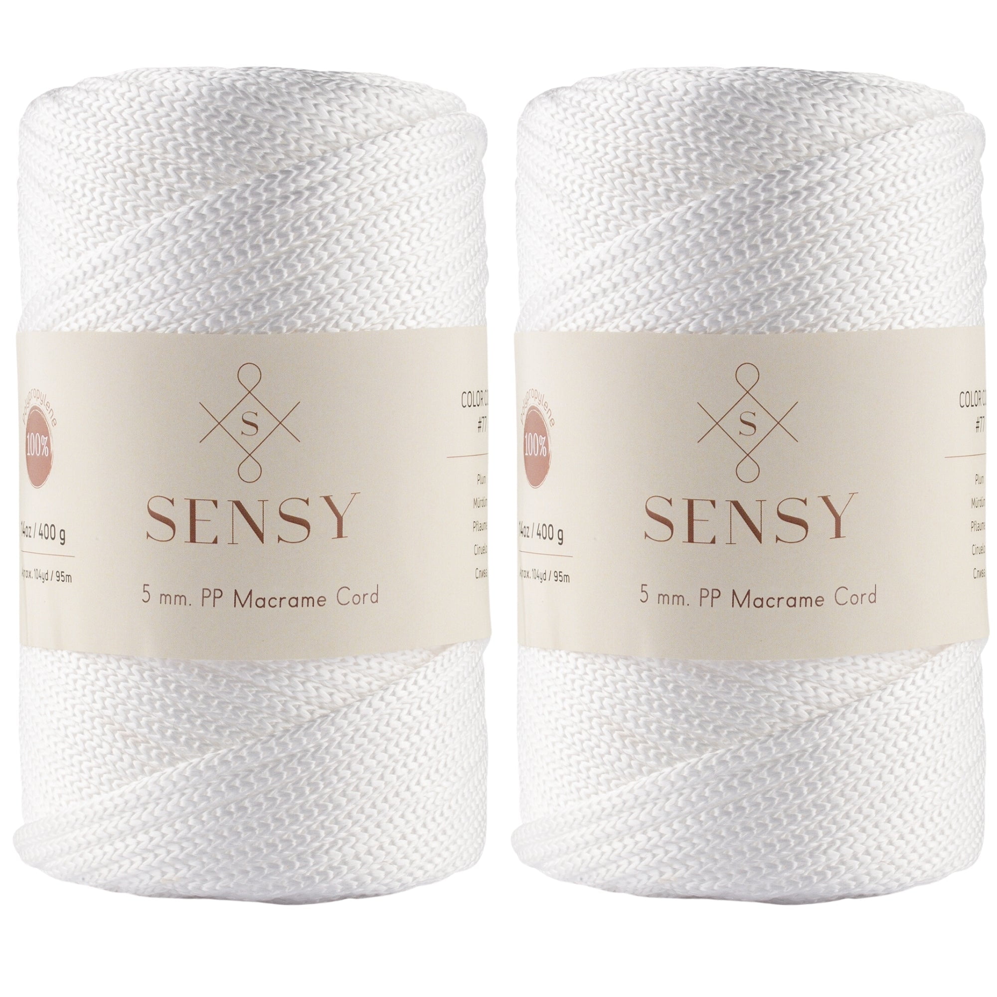 2 Skeins of Sensy Premium 5mm 104 Yards Polyester Rope 100% ...