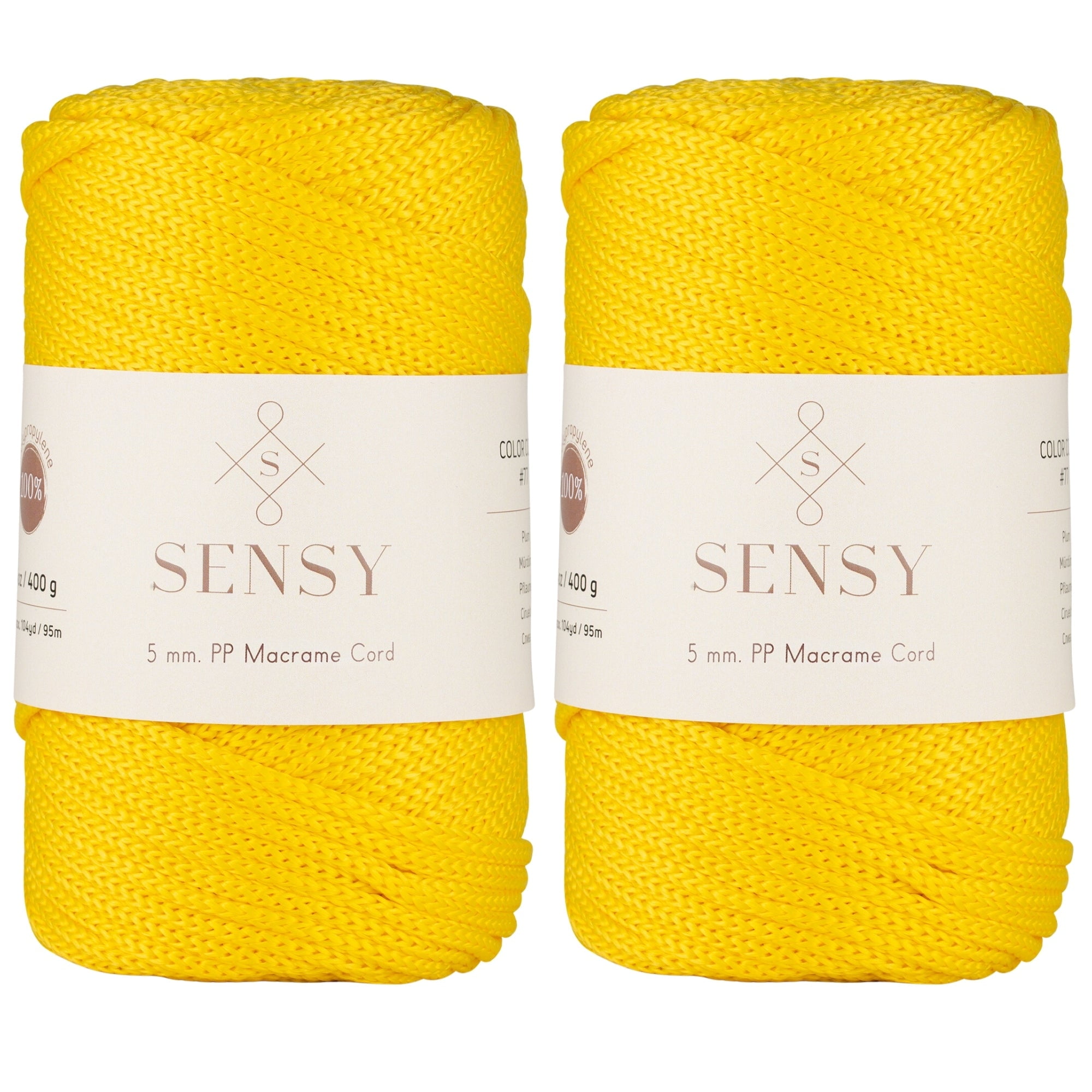 2 Skeins of Sensy Premium 5mm 104 Yards Polyester Rope 100% ...