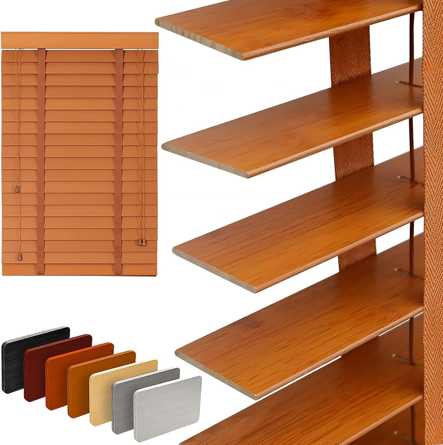 2" Slats Wood Blinds for Indoor Windows: Solid Wooden Blackout Blinds & Shades, Black Out ...