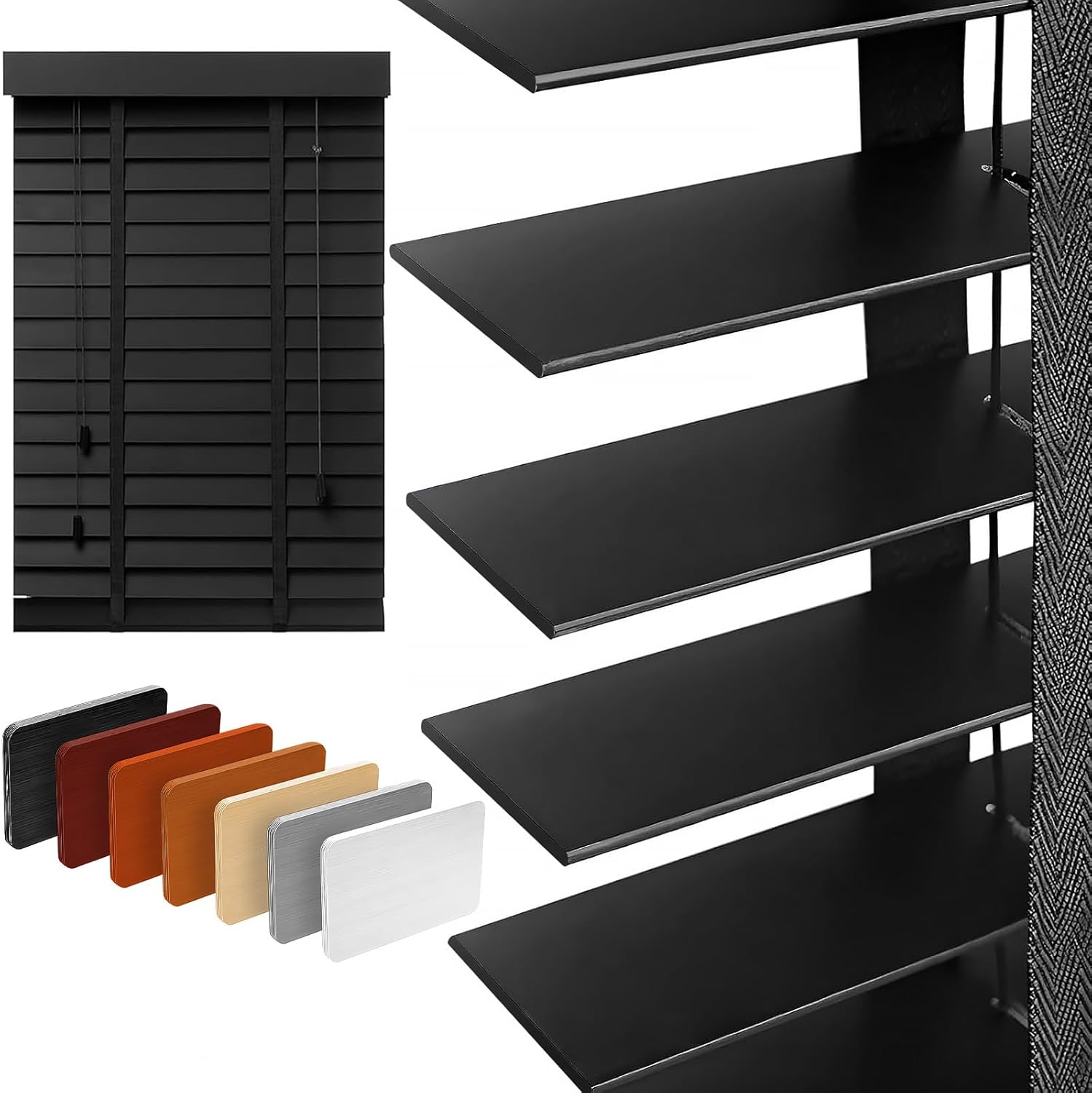 2" Slats Wood Blinds for Indoor Windows: Solid Wooden Blackout Blinds ...