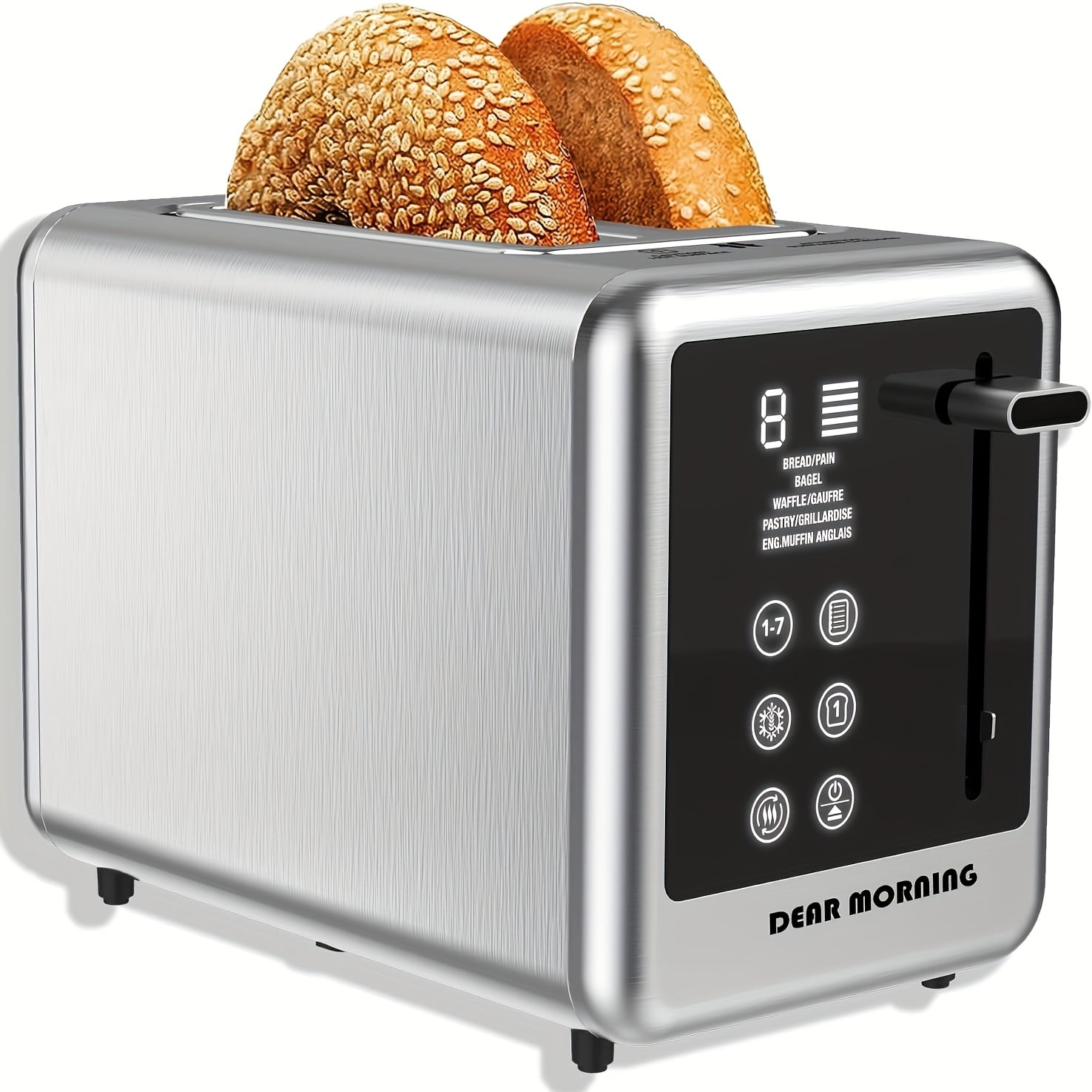 2-Slice Digital Touch Screen Stainless Steel Toaster - 1.5IN Wide Slot ...
