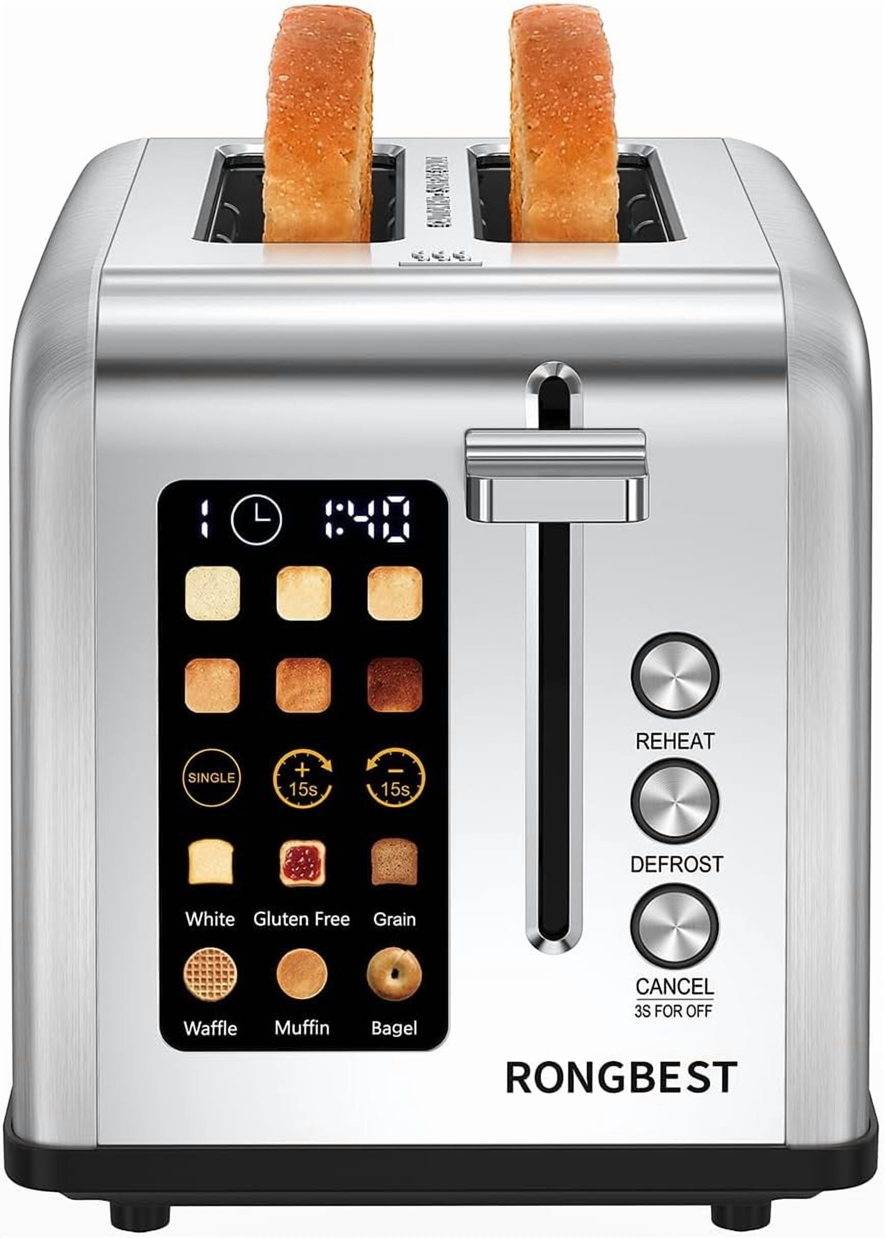 2 Slice Easy Touch Screen Toaster, Stainless Steel Toaster with Wide ...