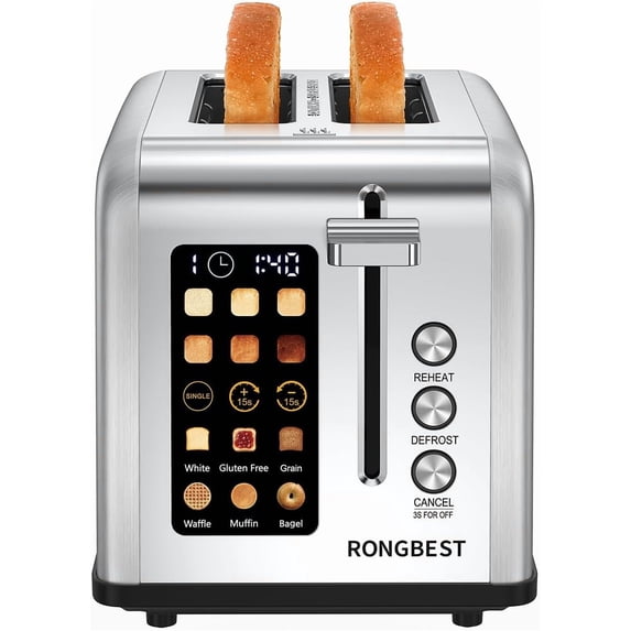 2 Slice Easy Touch Screen Toaster, Stainless Steel Toaster with Wide ...