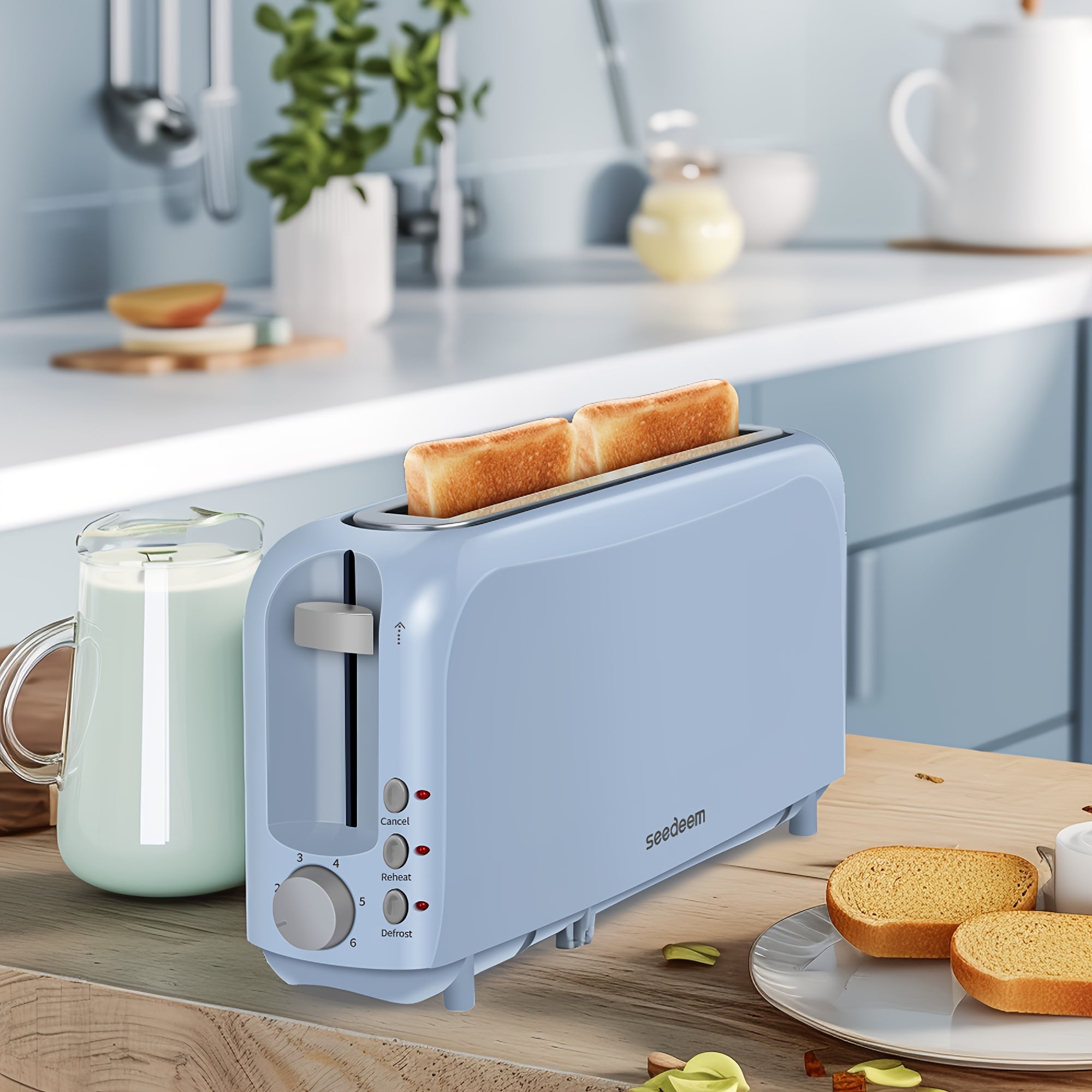 2-Slice Slim Toaster with 6 Shade Settings, Cancel/Reheat/Defrost ...