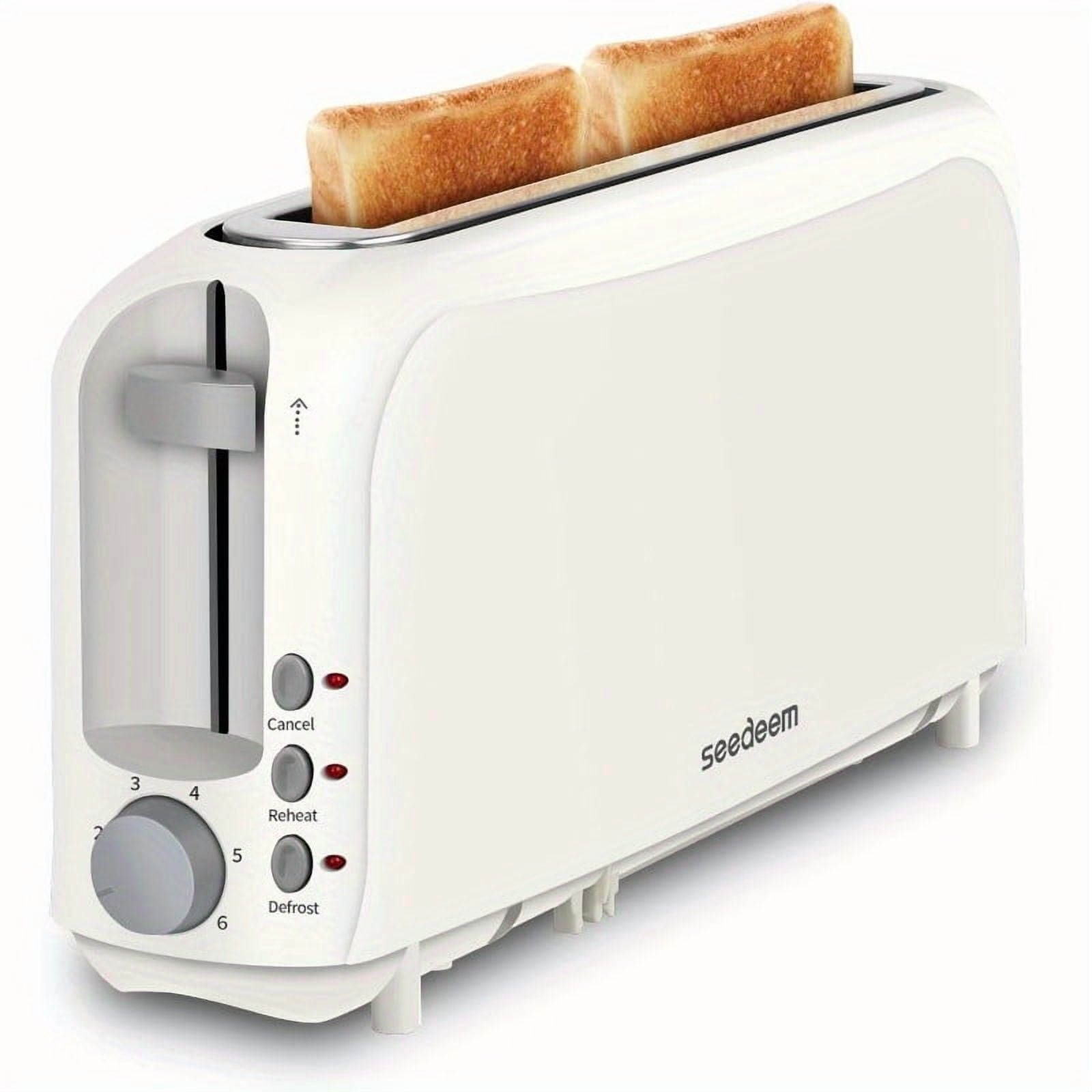2 Slice Slim White Toaster 750 Watt 6 Shade Settings Cancel Reheat ...
