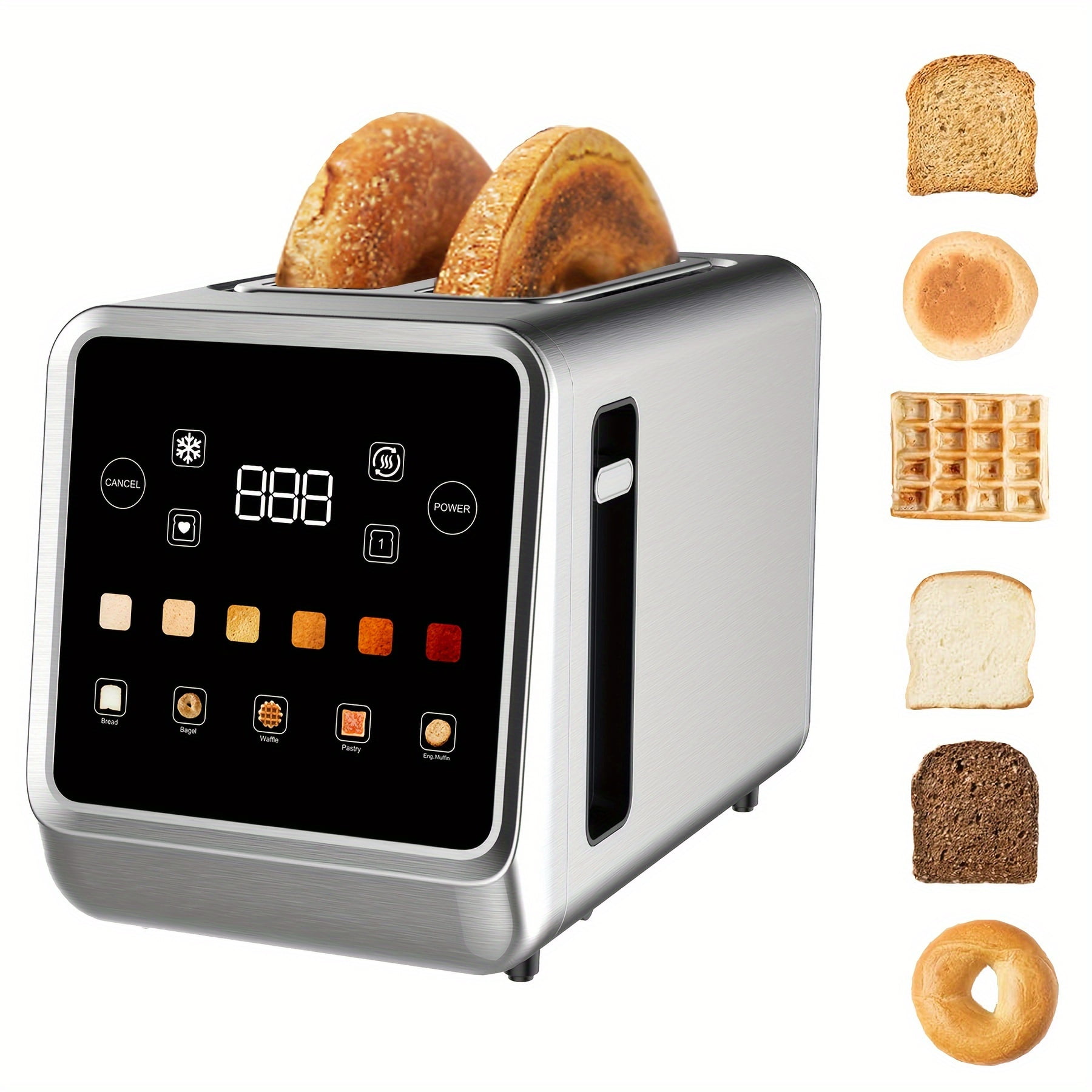 2-Slice Stainless Steel Smart Toaster LCD Touch Control Extra Wide Slot ...