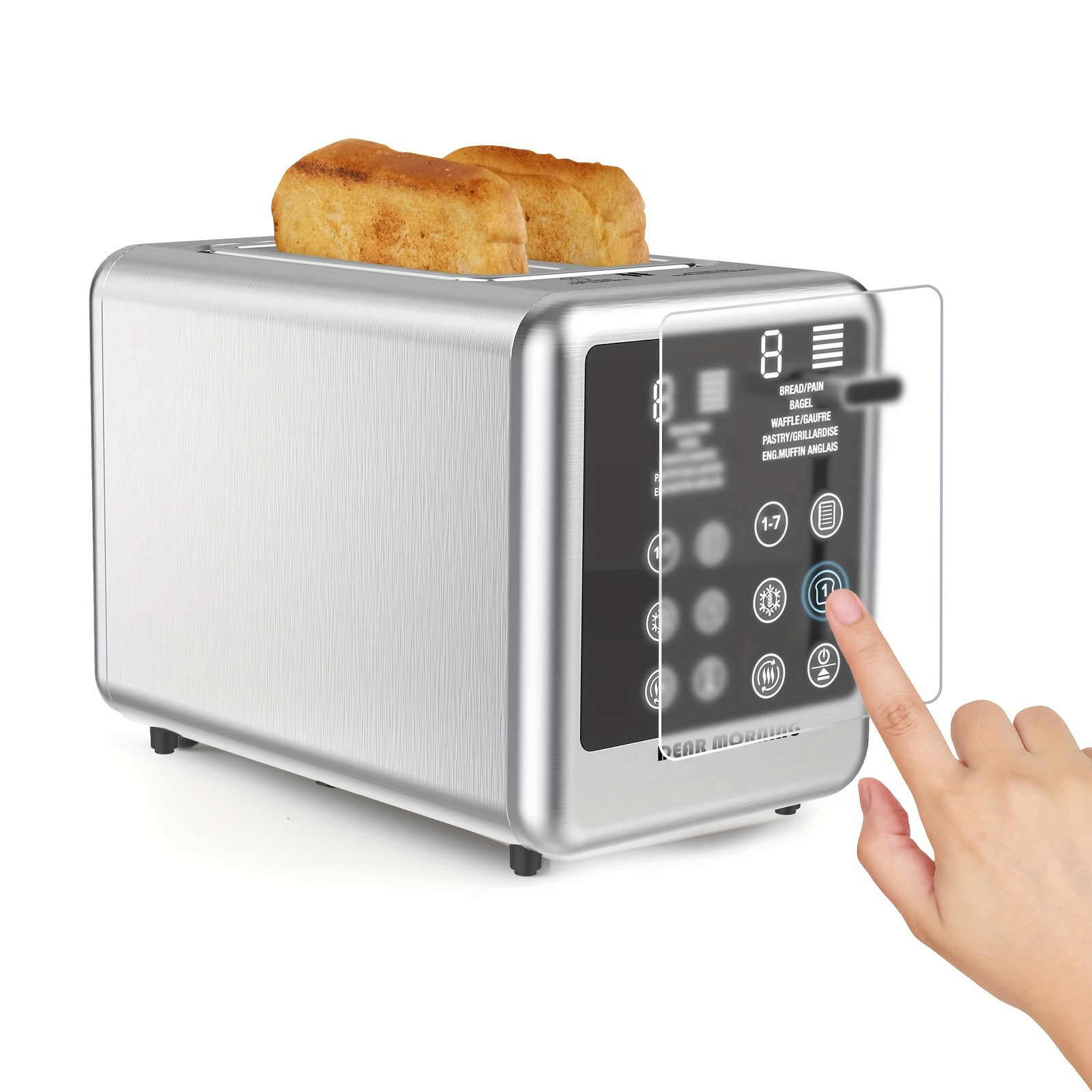 2-Slice Stainless Steel Smart Toaster – LCD Touch, Extra Wide Slot, 6 ...
