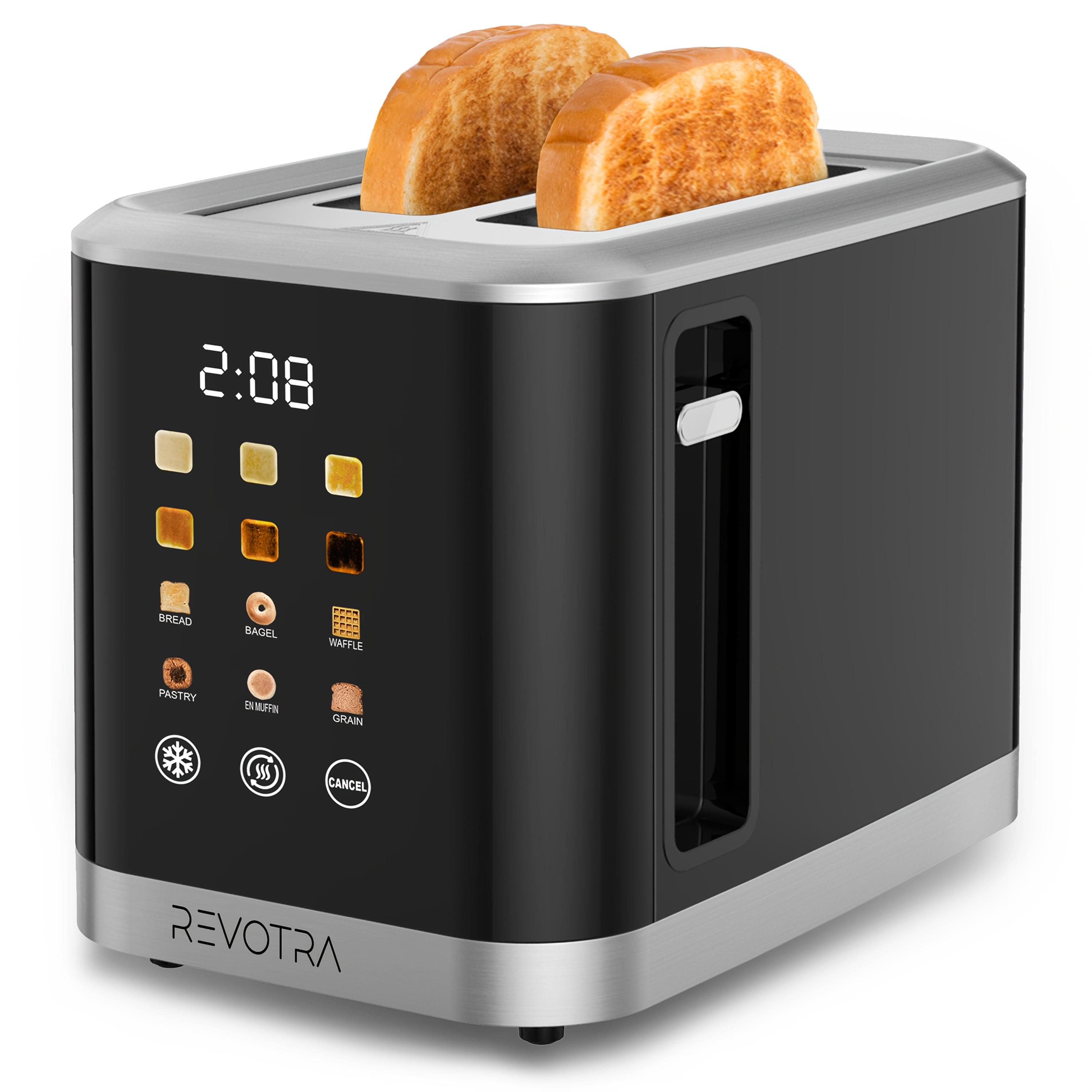 2-Slice Stainless Steel Toaster with LED Display, Extra Wide Slots, 6 ...