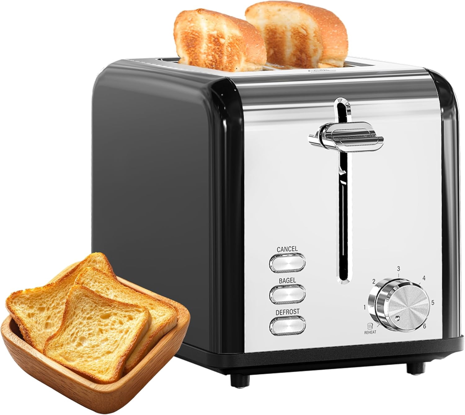2-Slice Stainless Steel Toaster with Extra Wide Slot, Removable Crumb ...