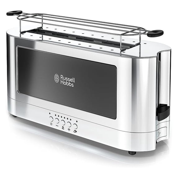 2 Slice Toaster, Black & Silver Glass Accent Toaster, Long Slot Toaster ...