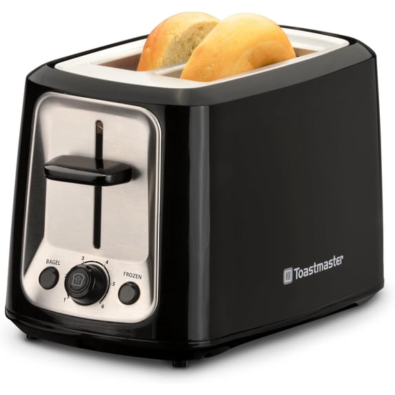 2-Slice Toaster - Black with Stainless Steel Kitchen Essential for ...