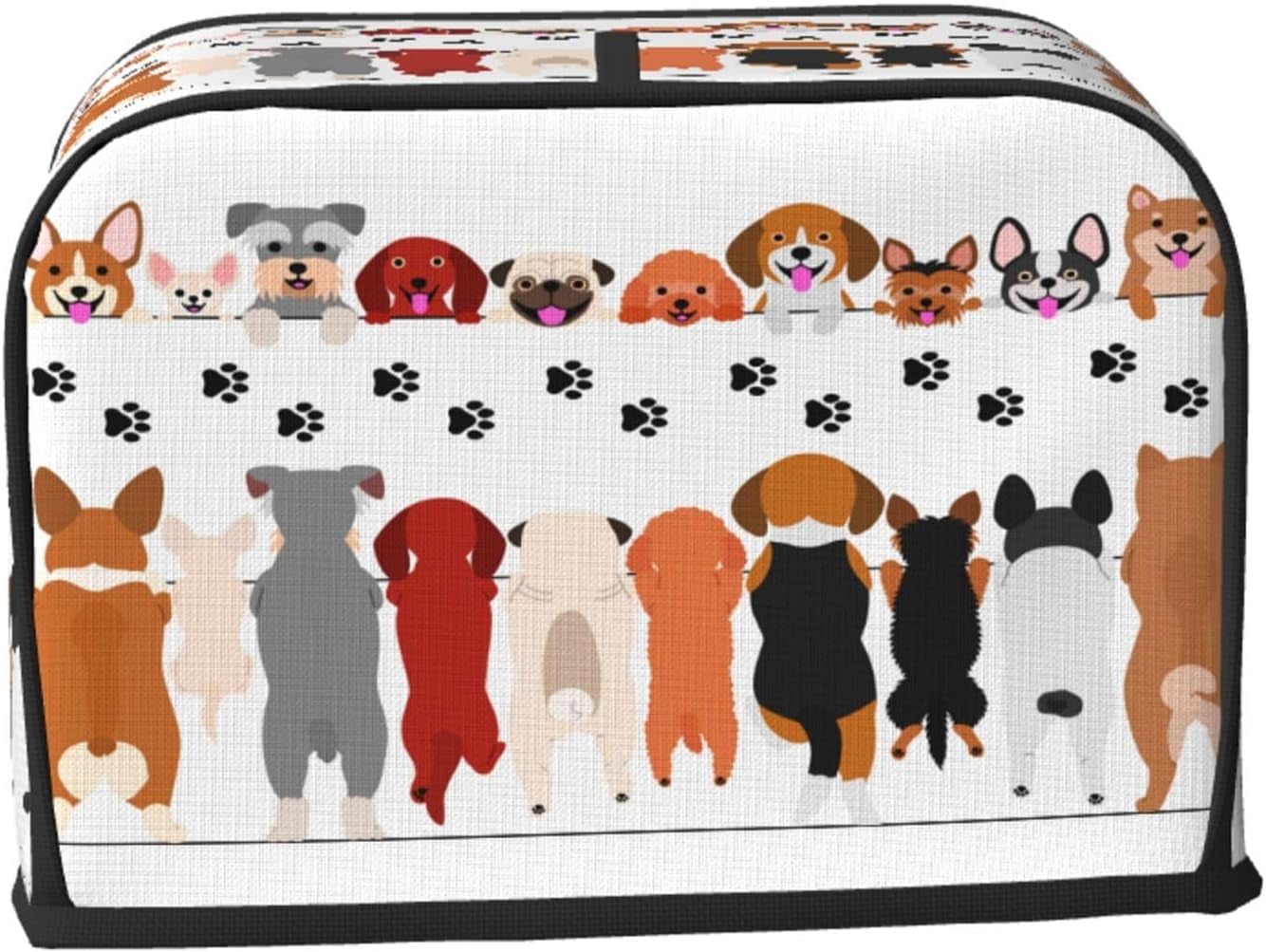 2 Slice Toaster Cover Cute Dogs Puppy Paw Print Small Kitchen Appliance ...