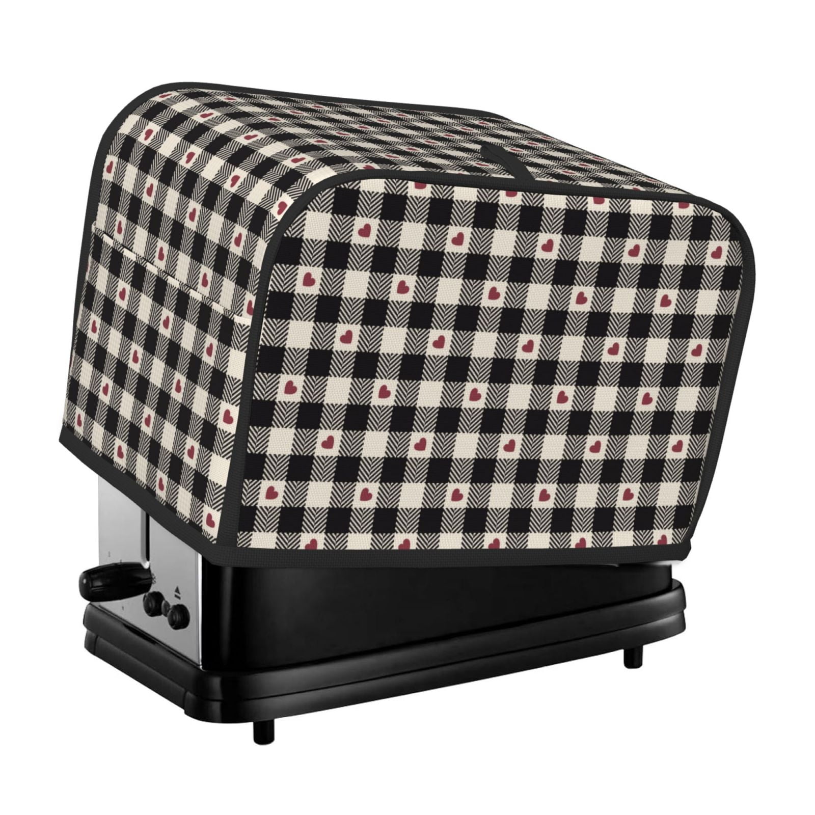 2 Slice Toaster Cover with Pockets - Black plaid heart Water Proof ...