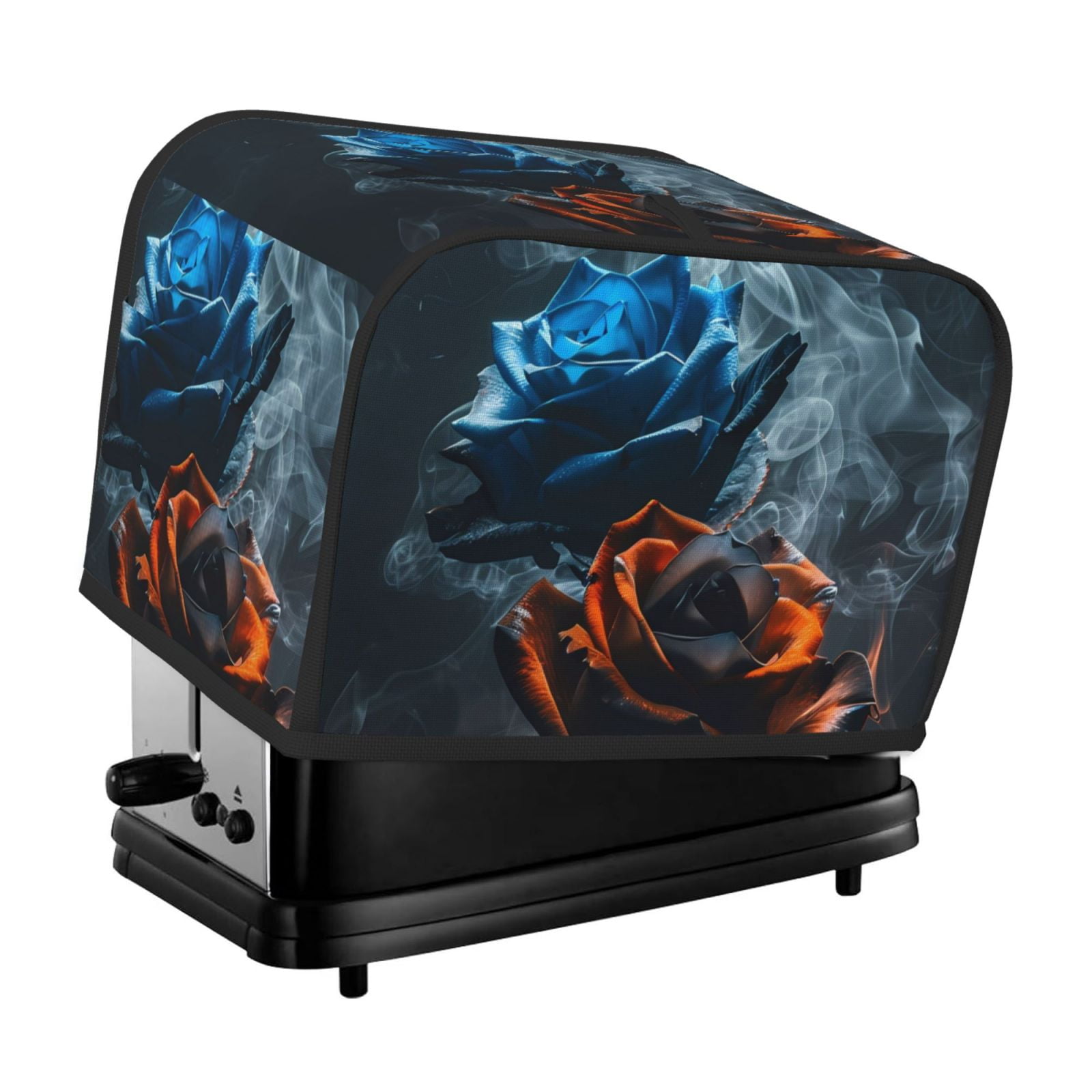 2 Slice Toaster Cover with Pockets - Blue and Red Roses Artwork Water ...