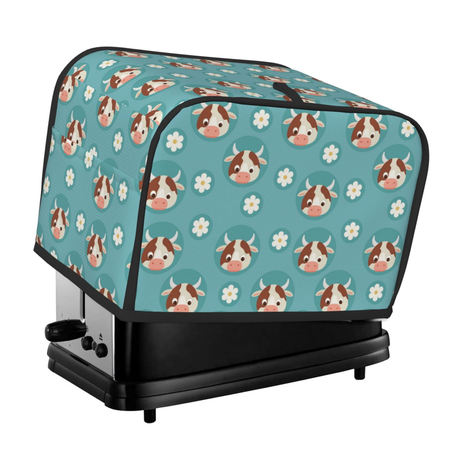 2 Slice Toaster Cover with Pockets - Classic Cartoon Cute Cow Daisy ...