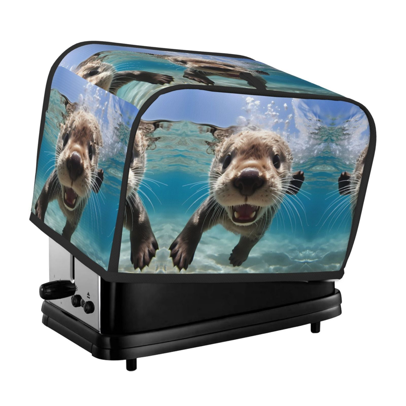 2 Slice Toaster Cover with Pockets - Cute Diving Otter Water Proof ...