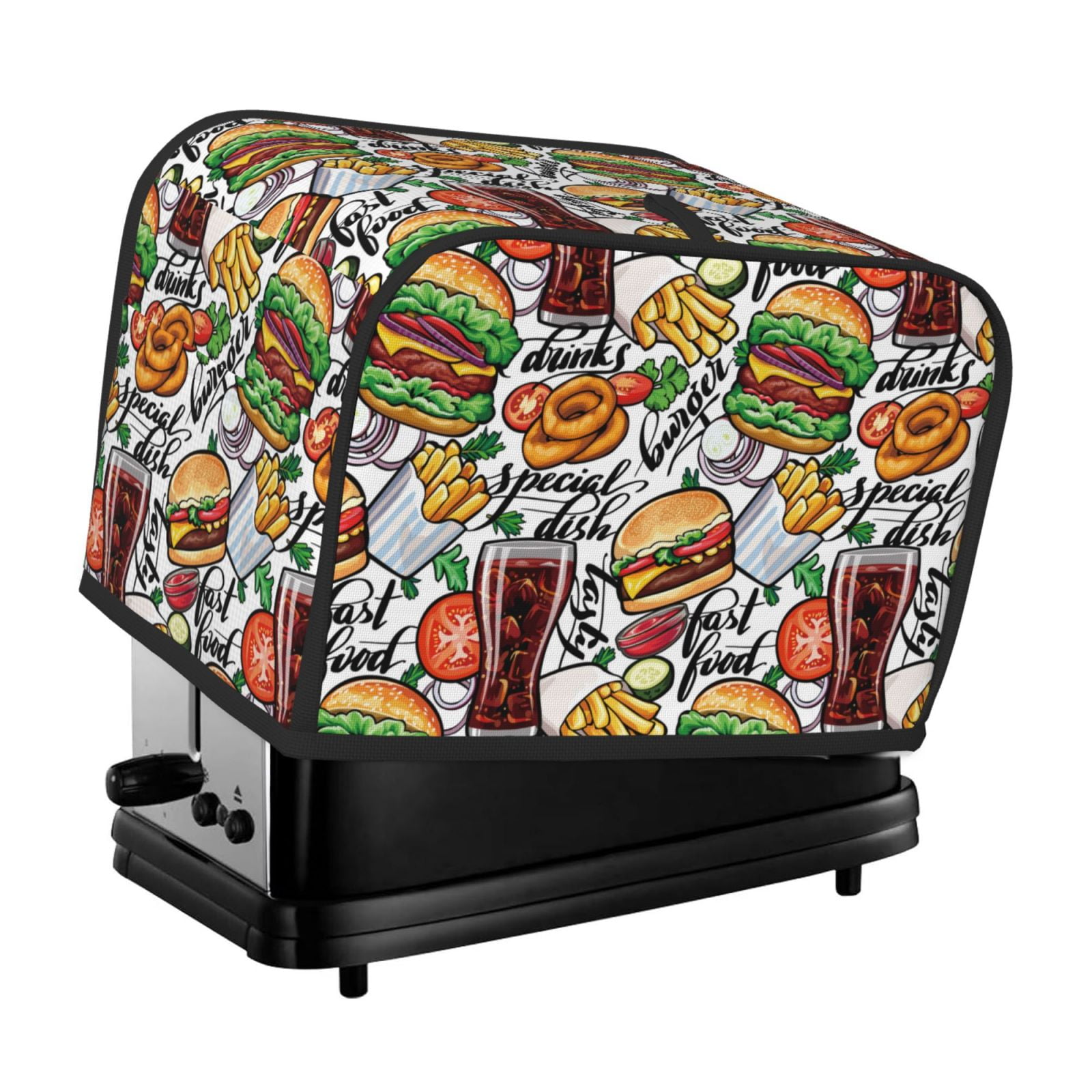 2 Slice Toaster Cover with Pockets - Cute Food Tomato Cucumber Burger ...