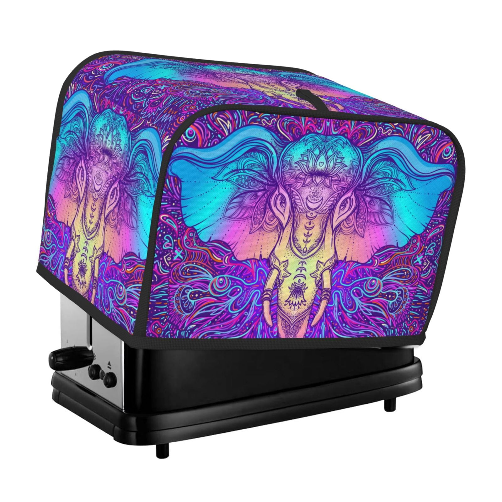 2 Slice Toaster Cover with Pockets - Elephant in Tribal Style Water ...