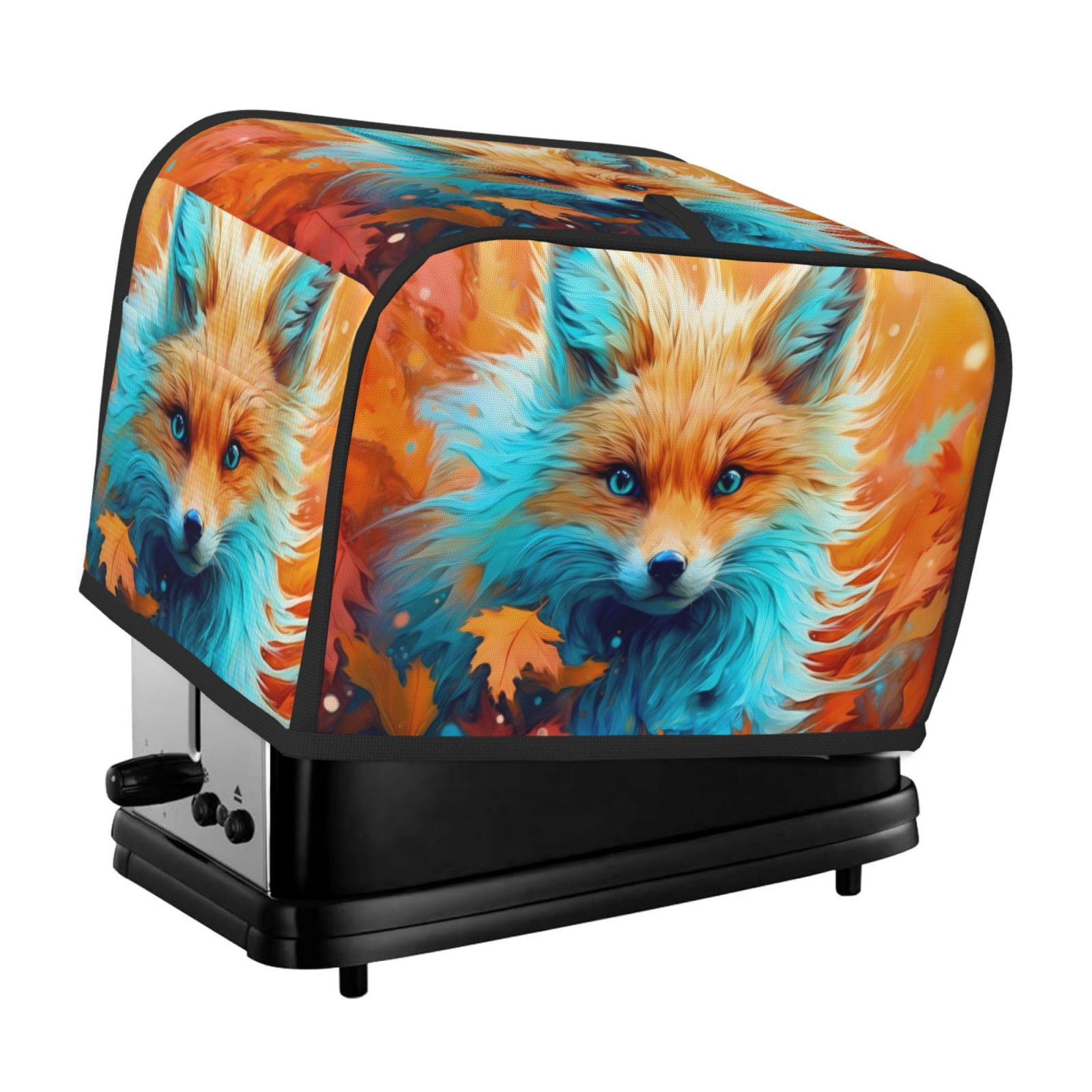 2 Slice Toaster Cover with Pockets, Fiery Red Maple Leaf Fox Bread ...