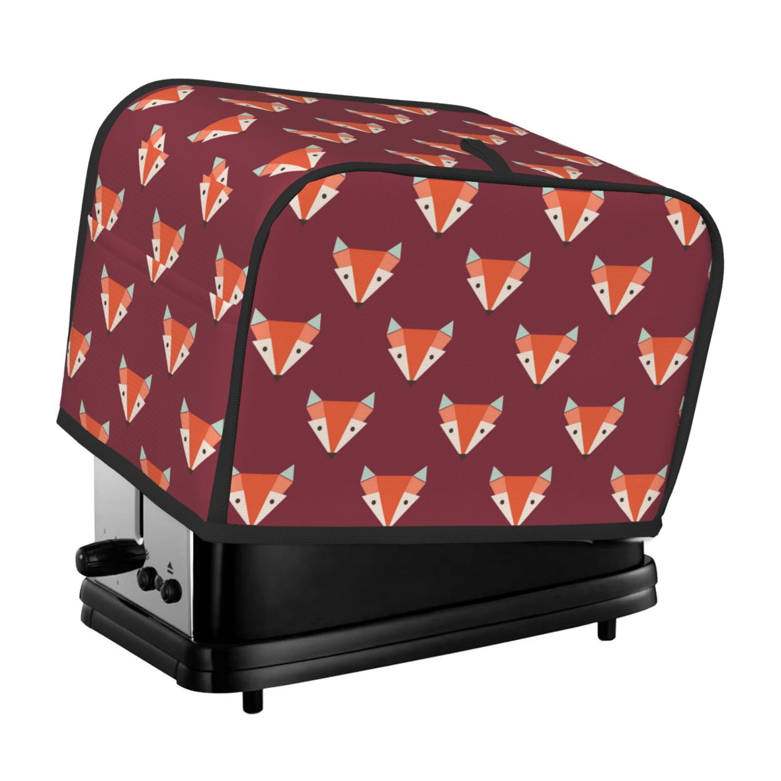 2 Slice Toaster Cover with Pockets - Fox Print Burgundy Water Proof ...