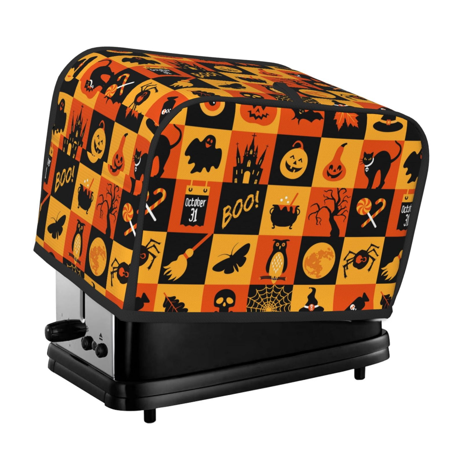 2 Slice Toaster Cover with Pockets - Halloween Banner Symbols Water ...